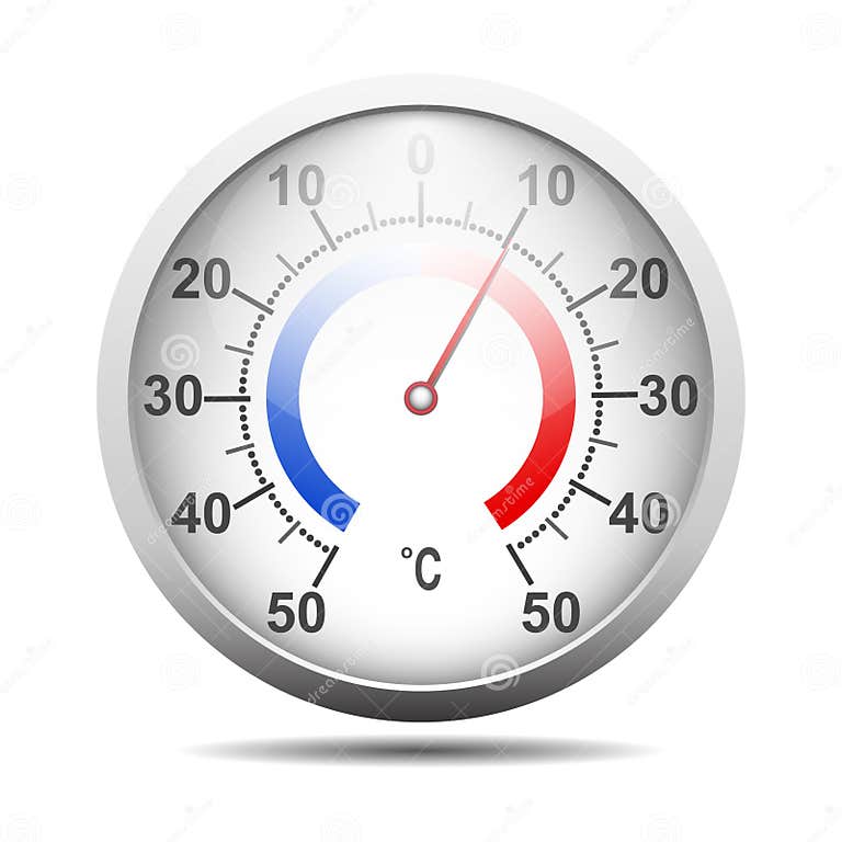 Celsius Round Thermometer with Shadow Stock Vector - Illustration of ...