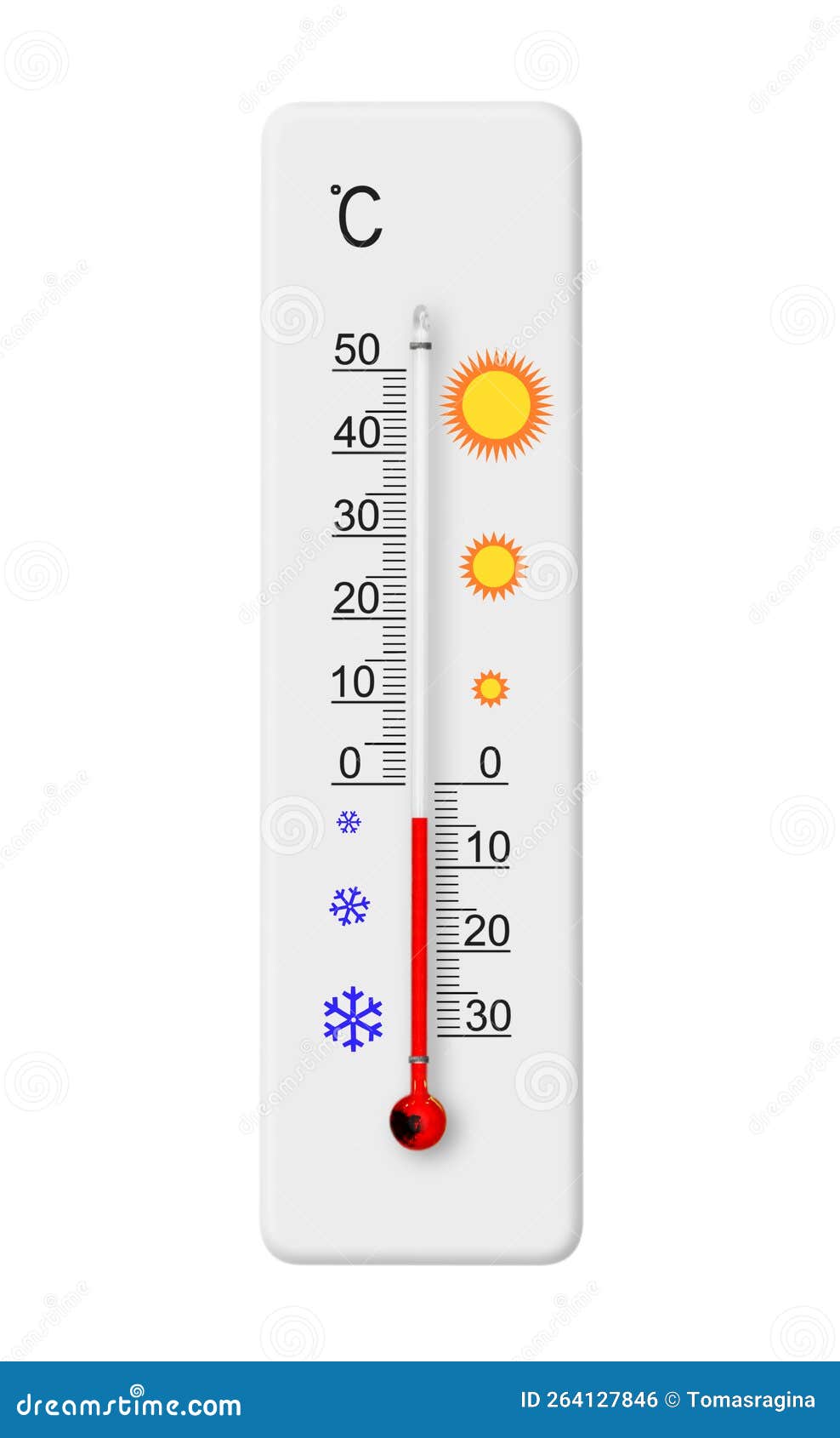 Celsius Scale Thermometer Isolated on White Background. Ambient ...