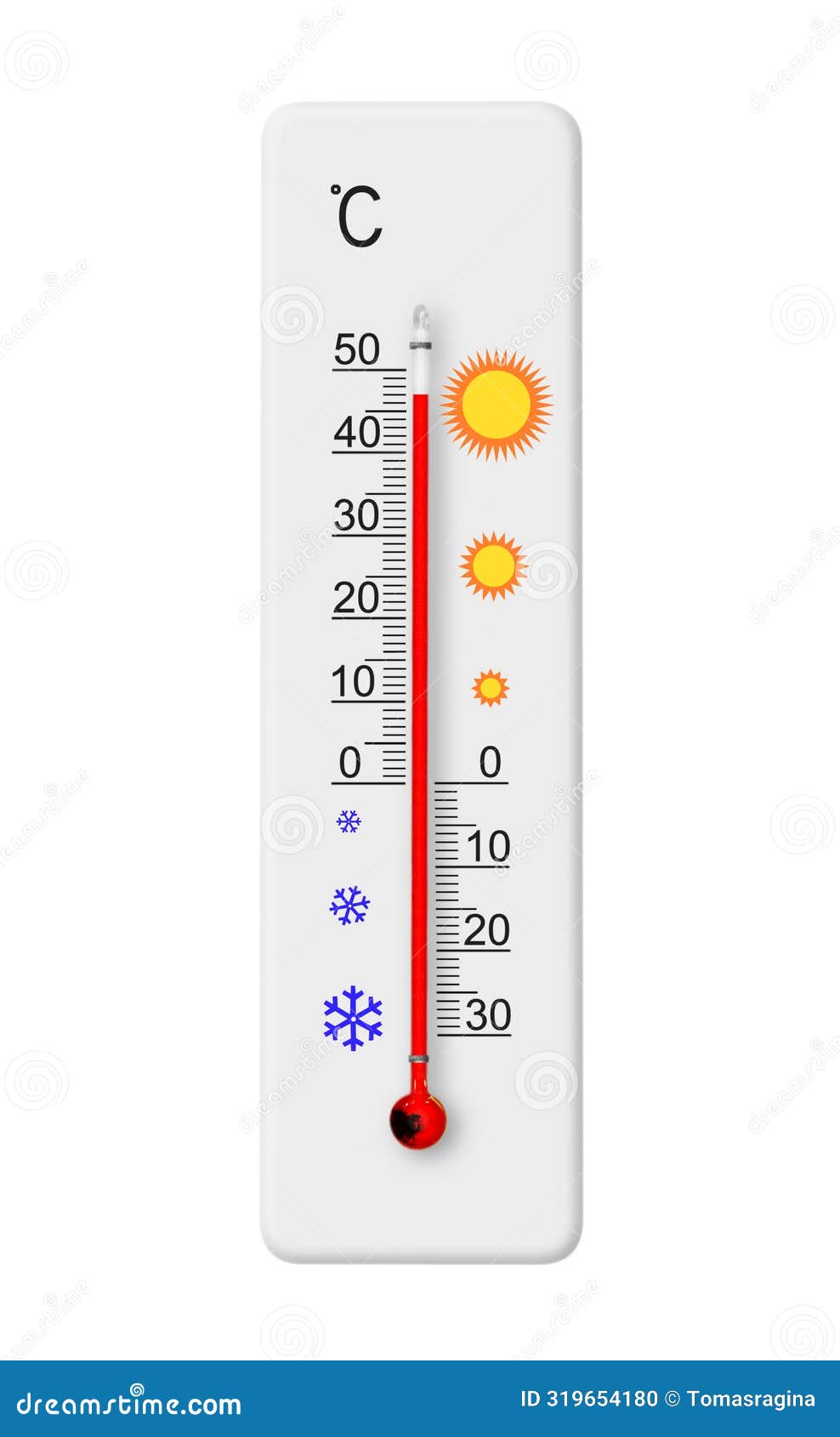 Celsius Scale Thermometer Isolated on White Background. Ambient ...