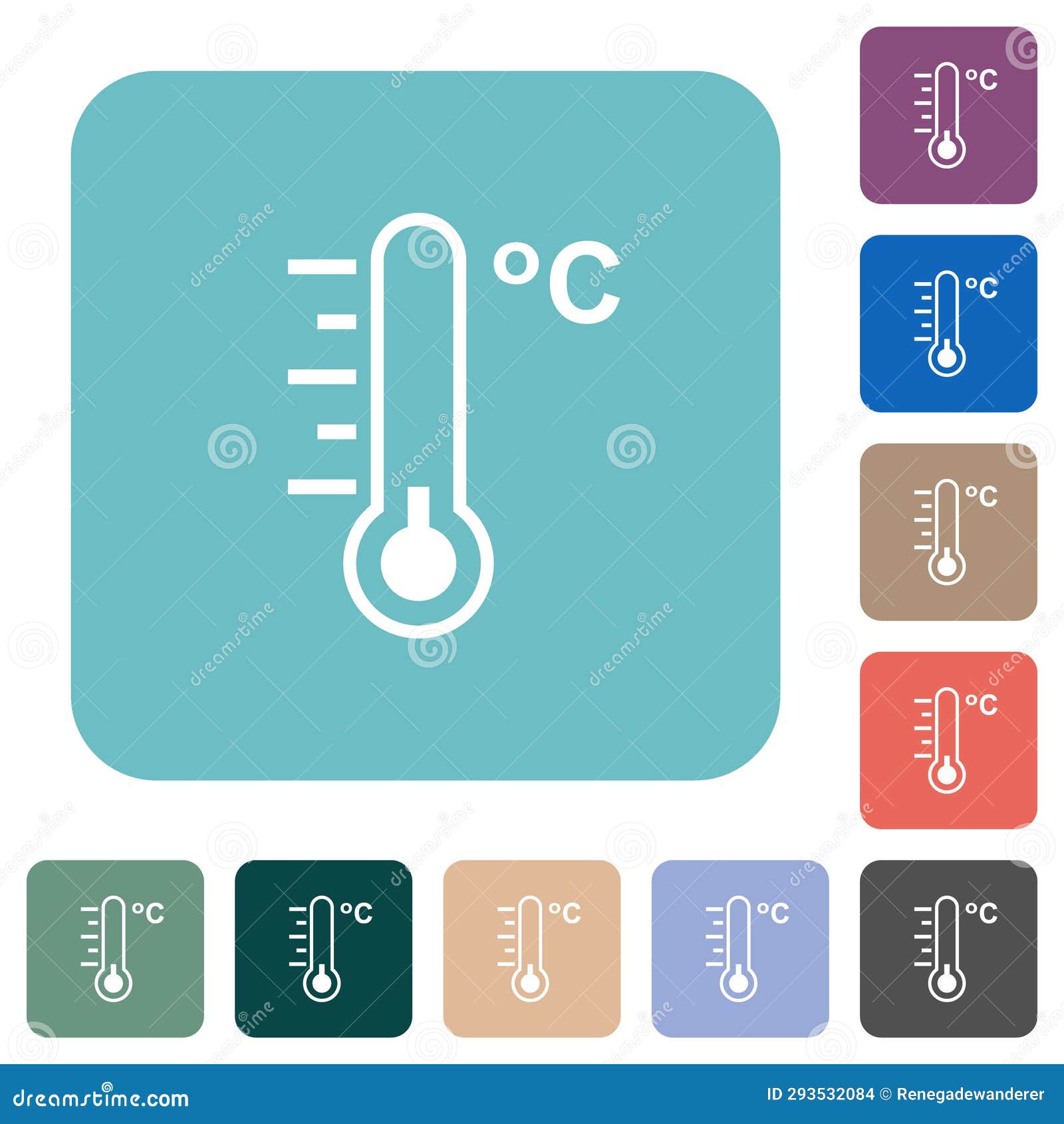 Celsius Thermometer Cold Temperature Rounded Square Flat Icons Stock Vector - Illustration of ...
