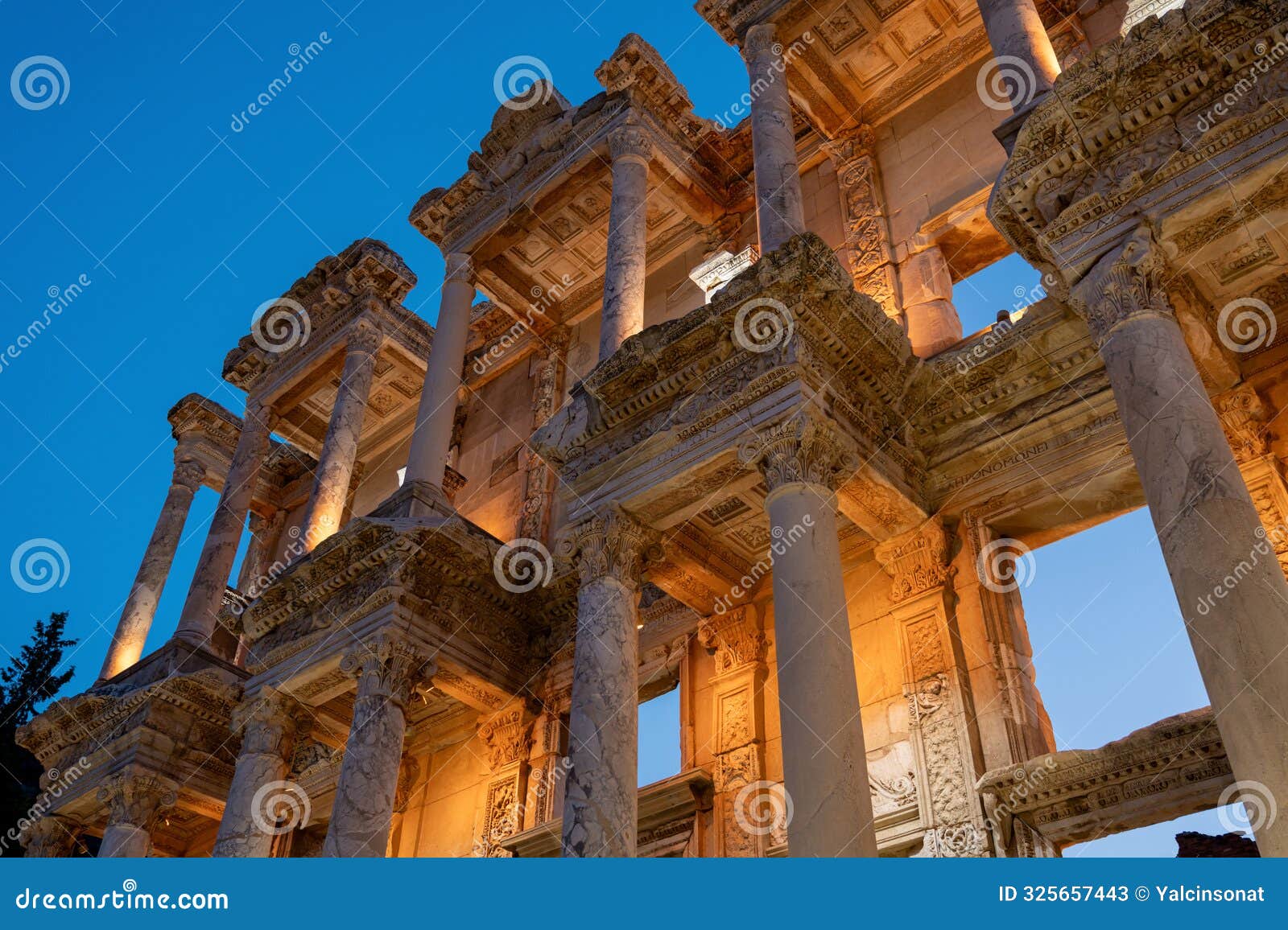 Celsus Library in the Ancient City of Ephesus with Its Magnificent View ...