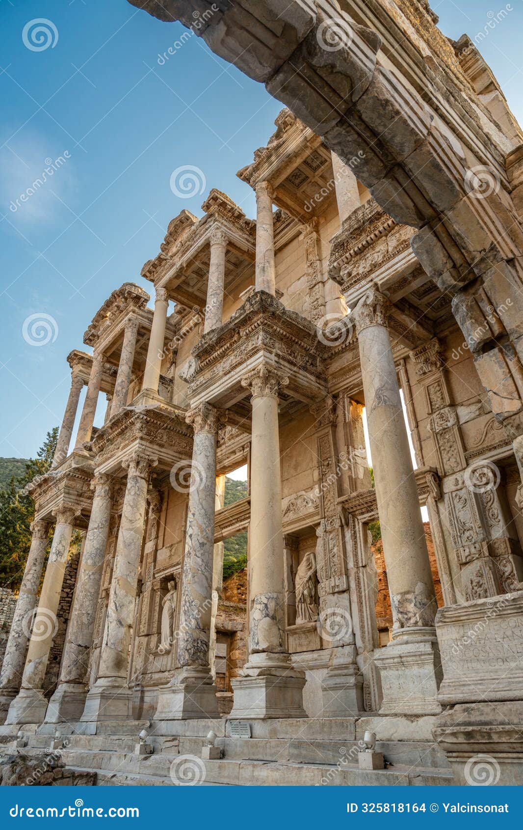 Celsus Library in the Ancient City of Ephesus with Its Magnificent View ...