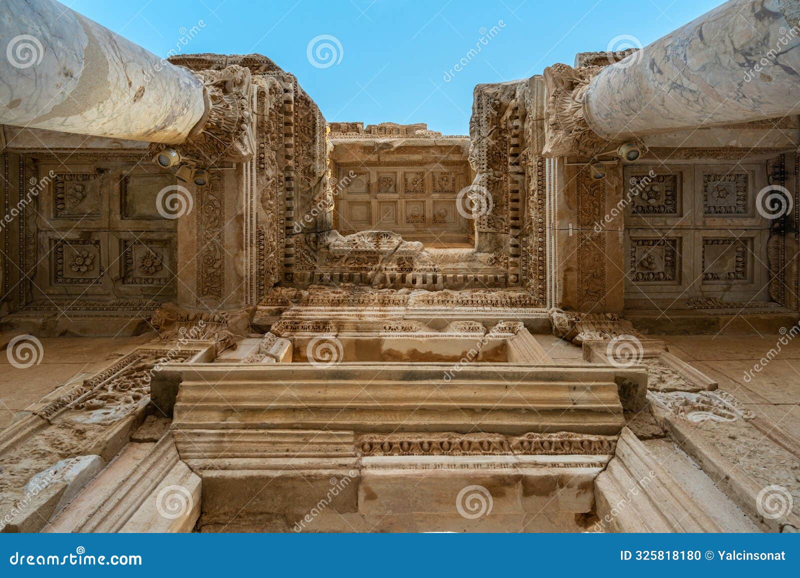 Celsus Library in the Ancient City of Ephesus with Its Magnificent View ...