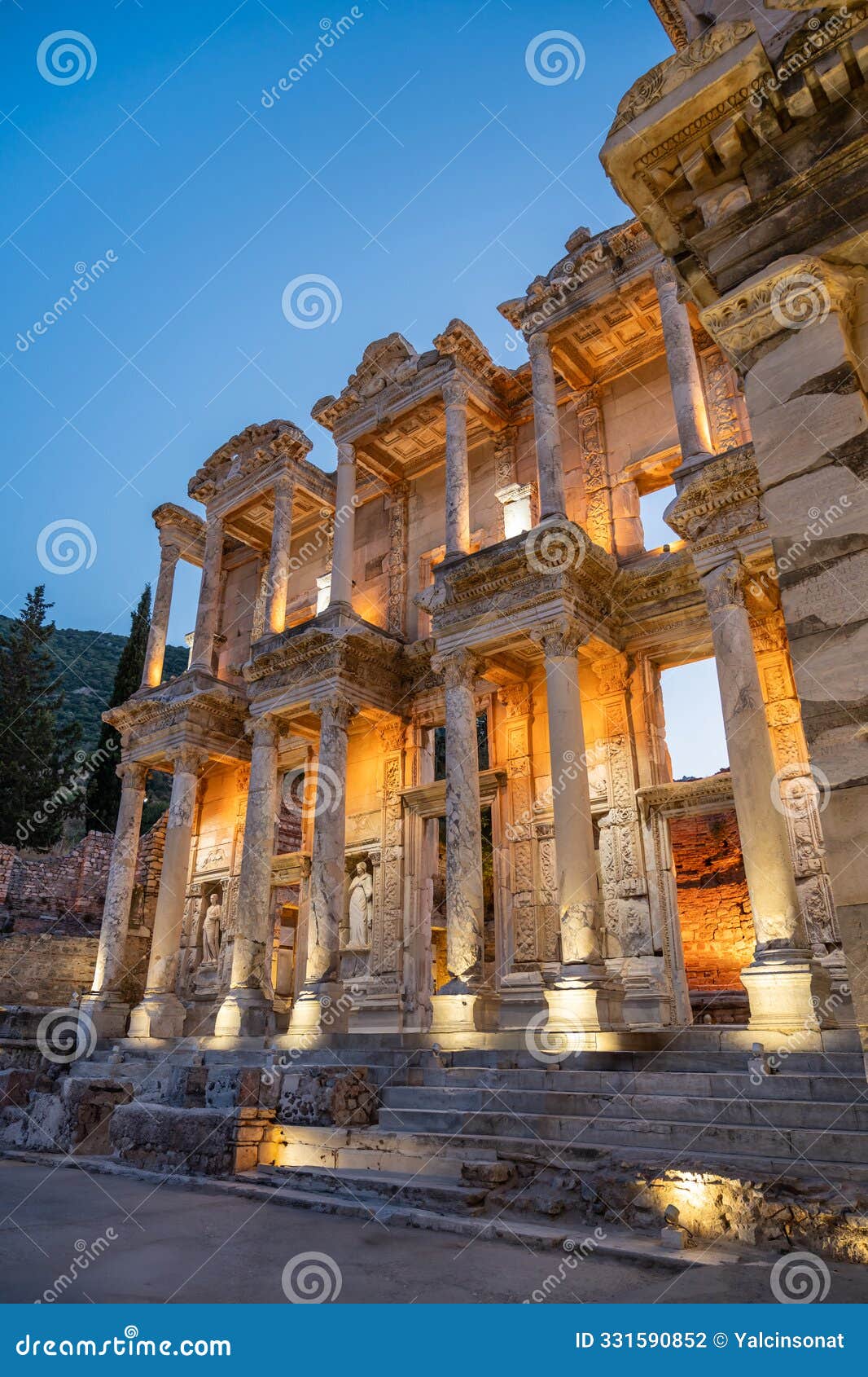 Celsus Library in the Ancient City of Ephesus with Its Magnificent View ...
