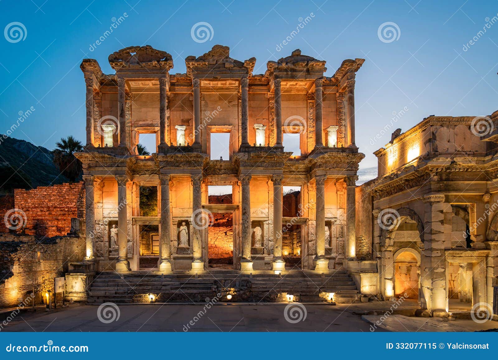Celsus Library in the Ancient City of Ephesus with Its Magnificent View ...
