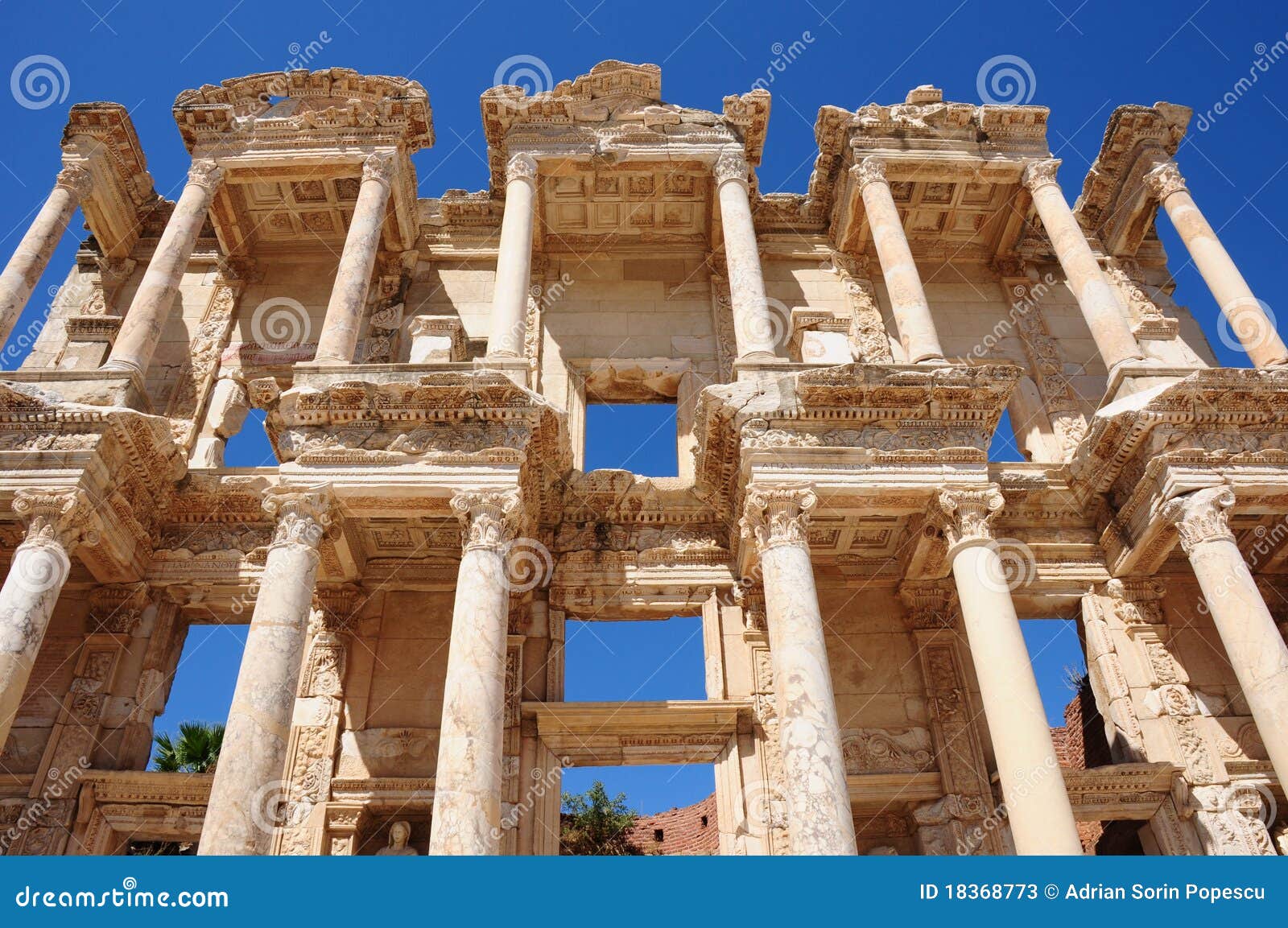Celsus Library in Ephesus, Turkey Stock Image - Image of column ...