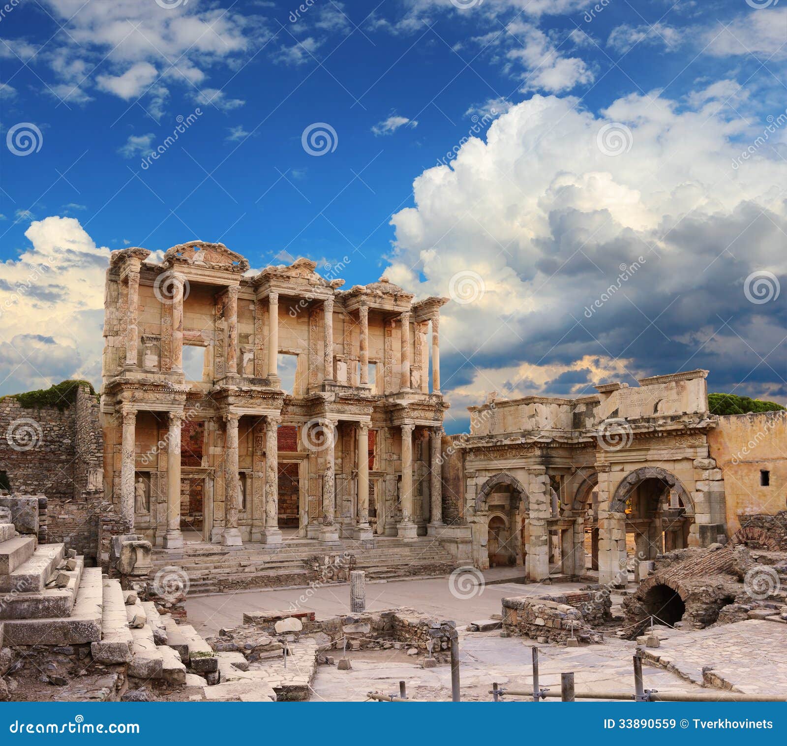 Celsus Library in Ephesus stock image. Image of moody - 33890559