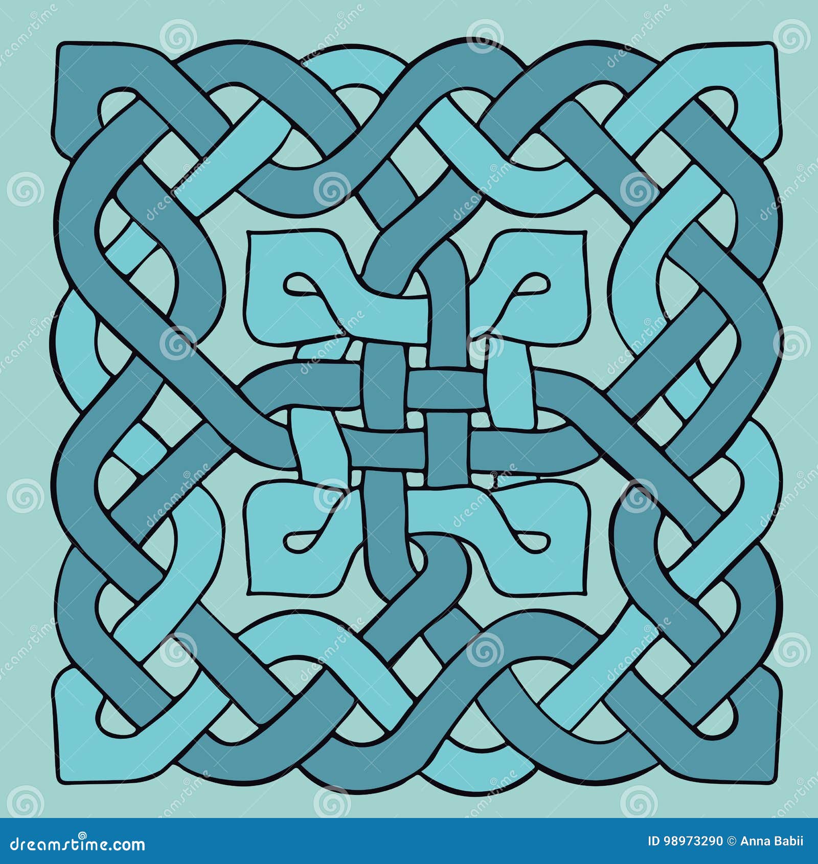 Celtic Blue Pattern. Scandinavian Ornament. Ribbon Background. Grid ...