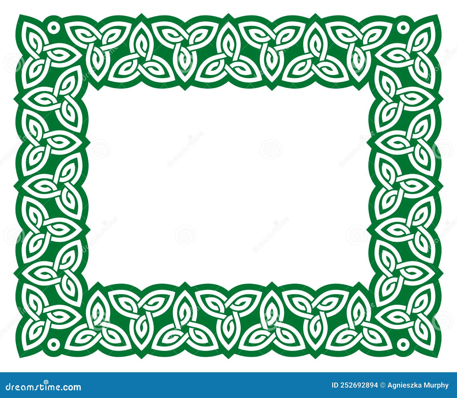 Irish Celtic Vector Frame Design in Green, Traditional Ractangle Border ...