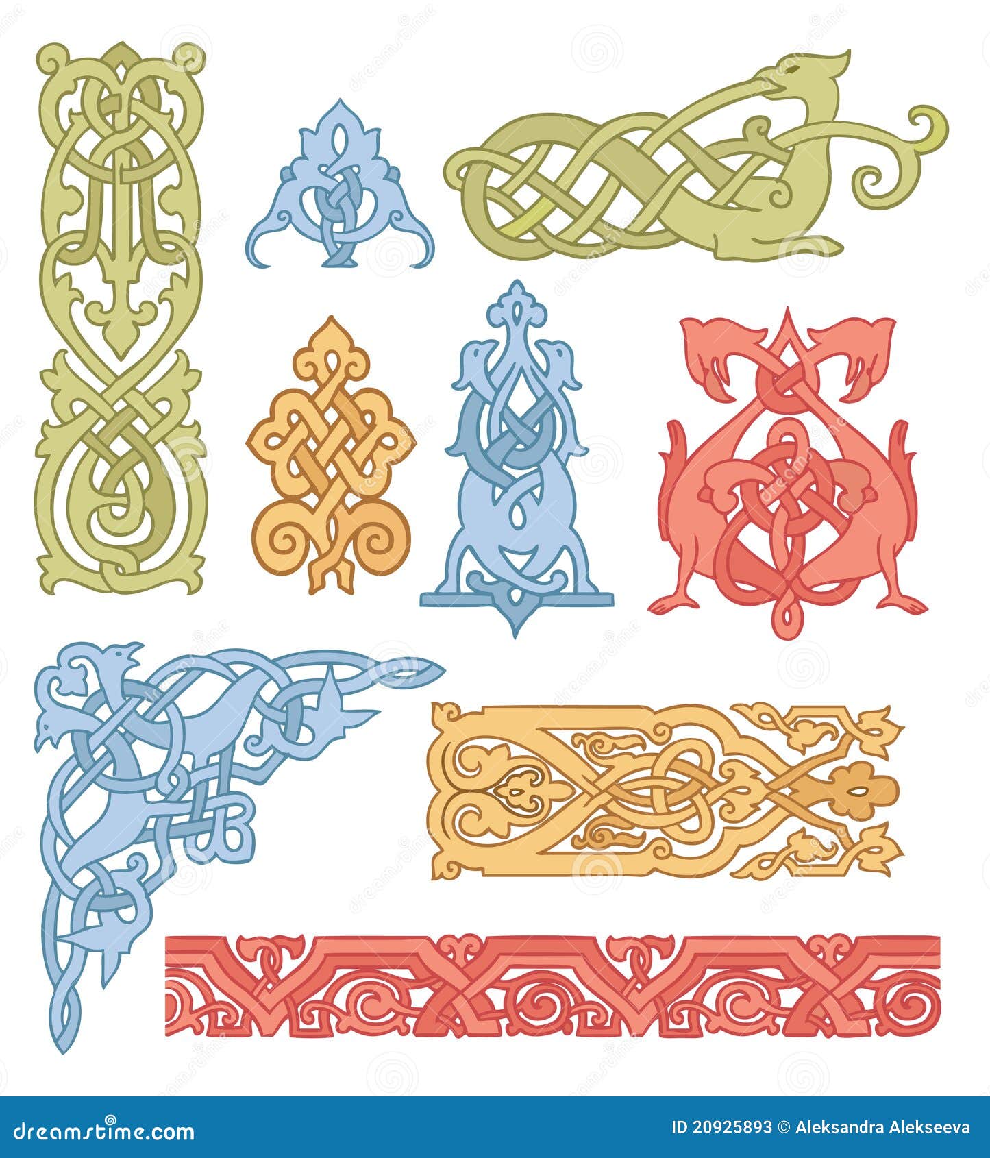 Celtic color ornaments set stock vector. Illustration of russian - 20925893
