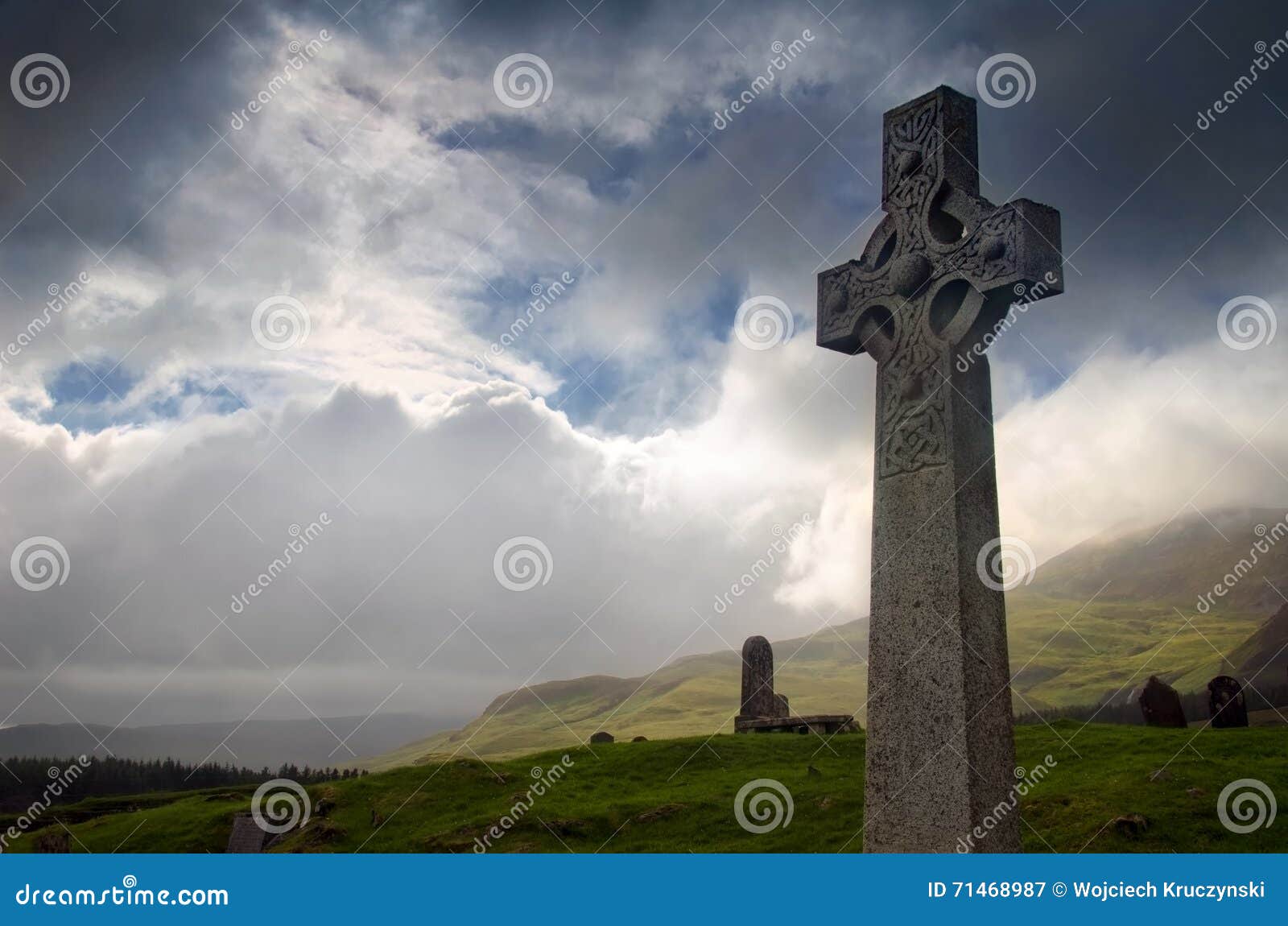 Celtic cross stock image. Image of holy, isle, landscape - 71468987