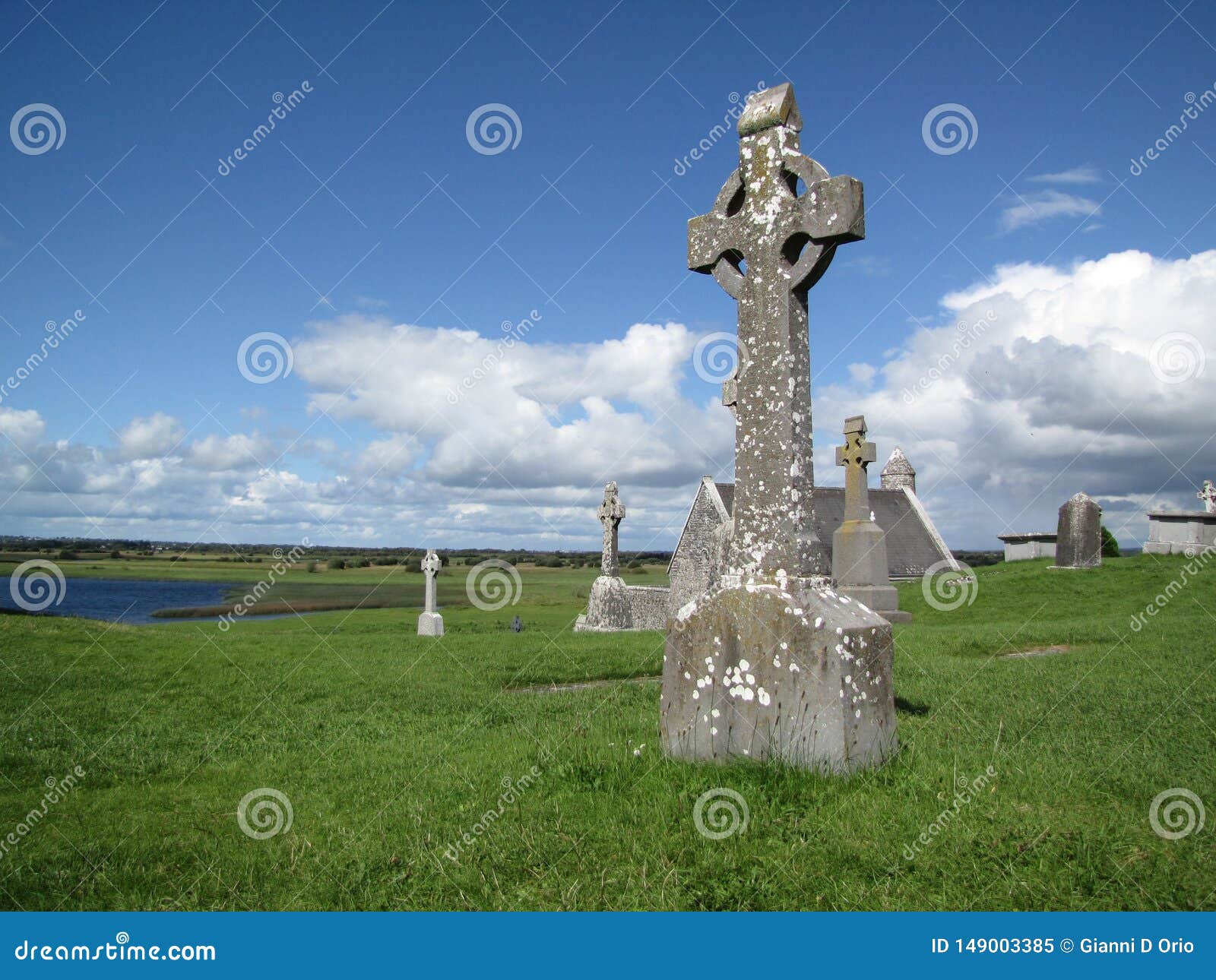Celtic Cross and Monastic Archeological Site of Clonmacnoise in Ireland ...