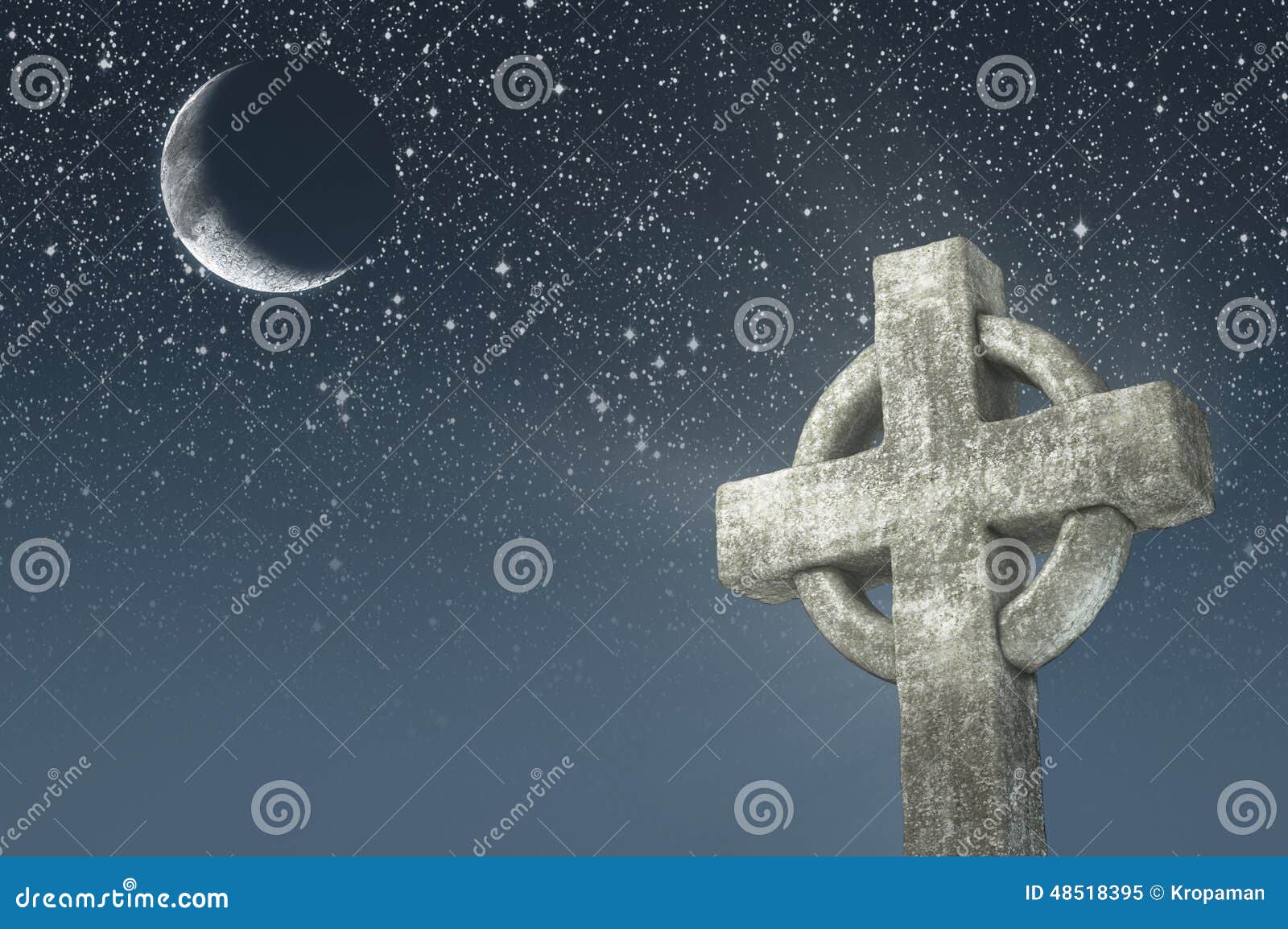 Celtic Cross and Moon in Night Sky Background.Elements of this Image ...