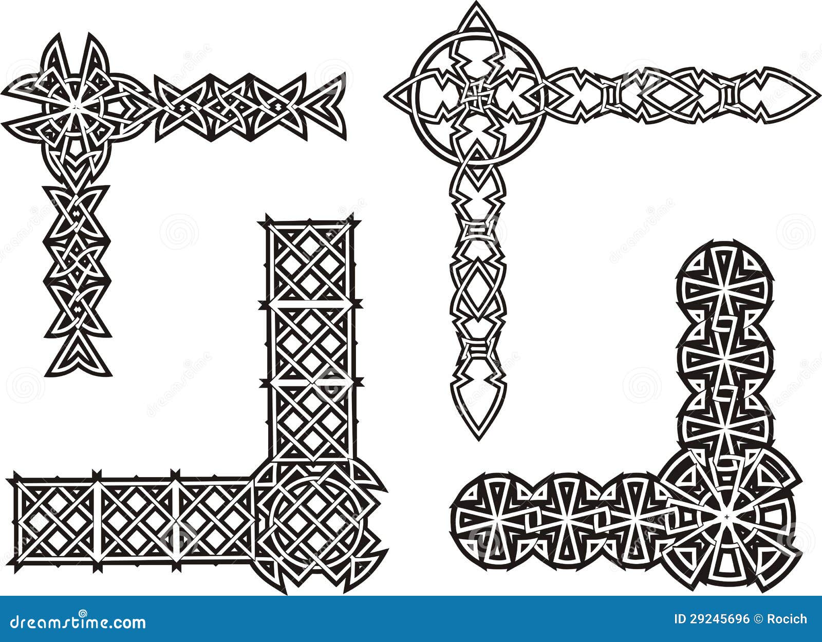 Celtic Corners Vector Design Set, Irish Detailed Braided Frame Patterns ...