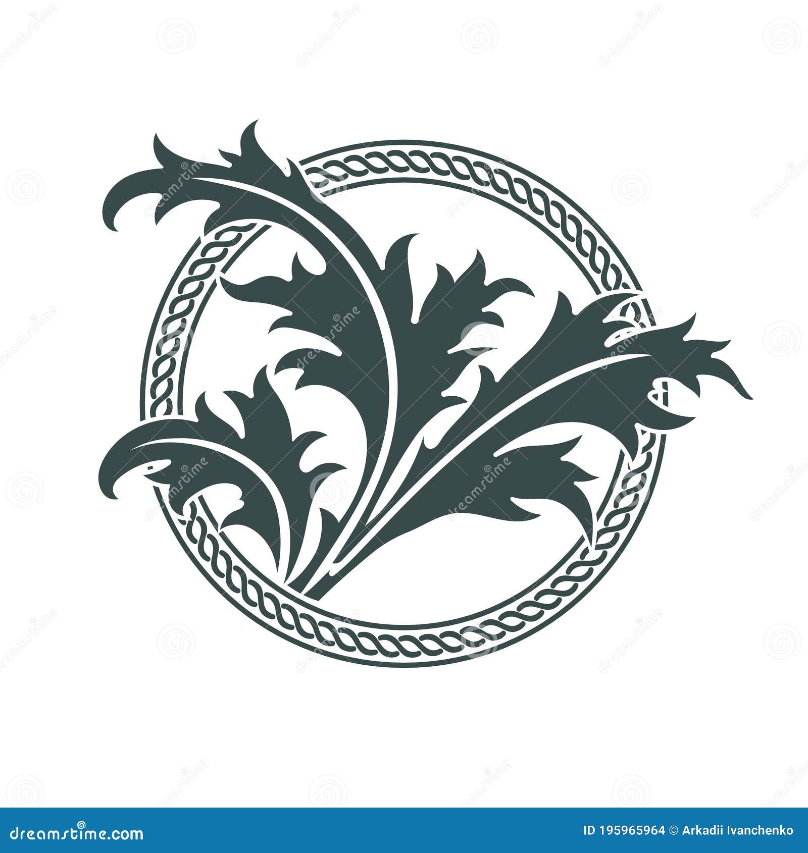 Celtic Design. Thistle Leaves And Celtic Pattern. Scottish Thistle ...