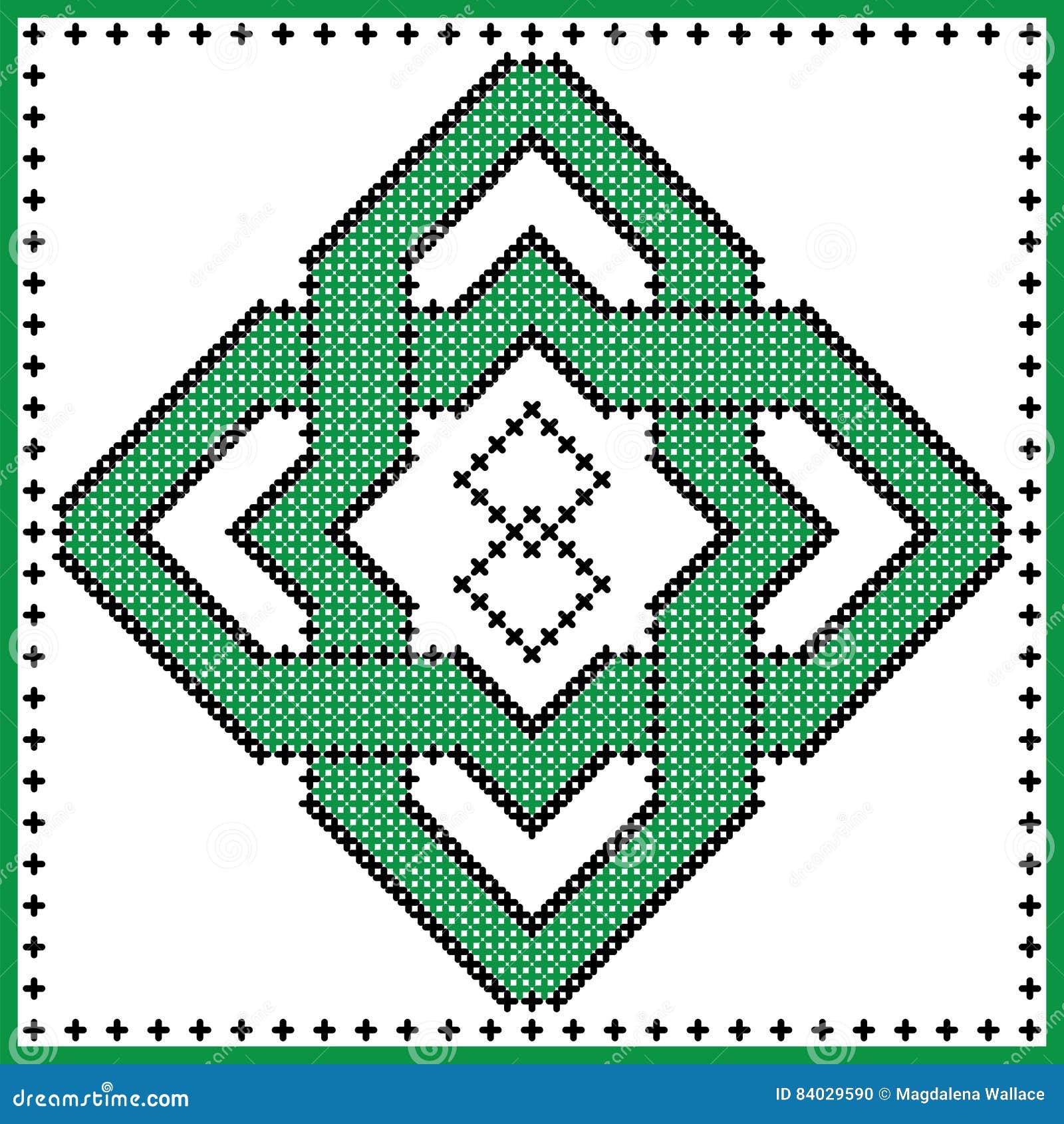 Celtic Endless Knot In Rosette Shape In Black And Green Cross Stitch ...