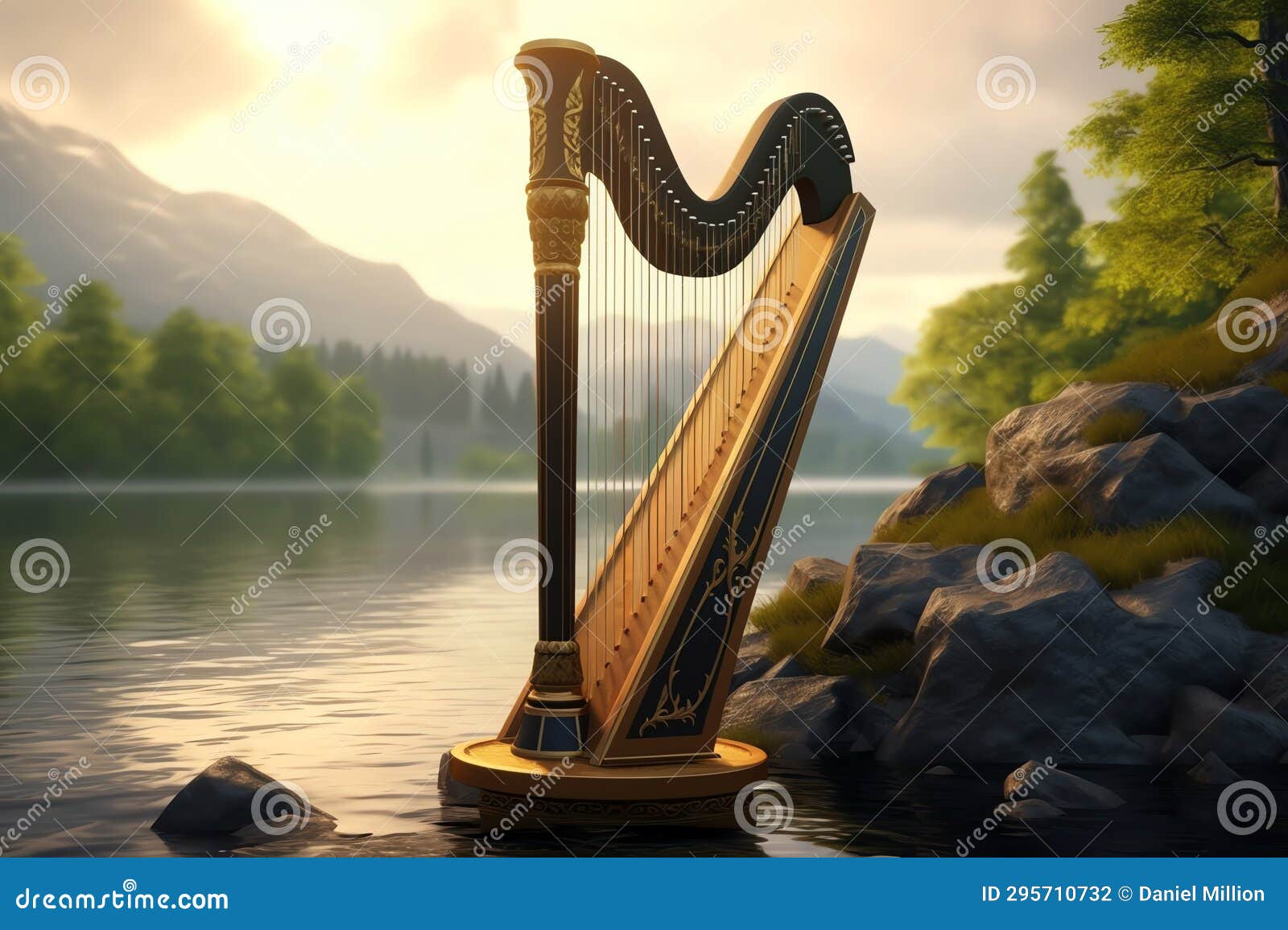 Celtic Harp Background Digital Paper Stock Illustration - Illustration ...