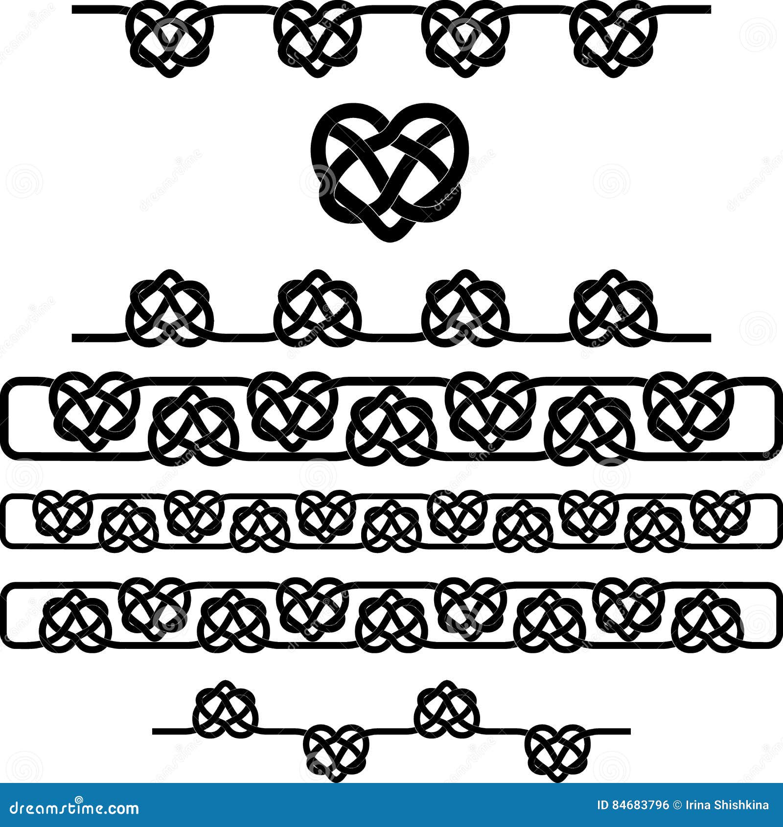 Celtic Heart Knot. Vector Symbols Set Stock Vector - Illustration of ...