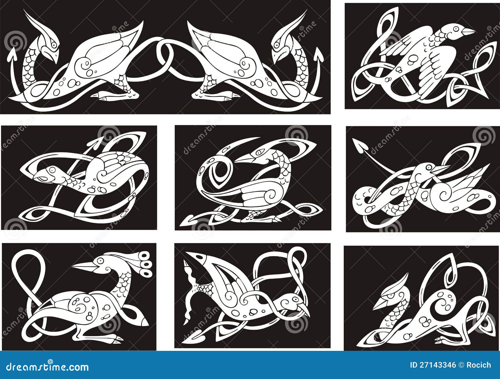 Celtic Knot Patterns with Birds Stock Vector - Illustration of antique ...
