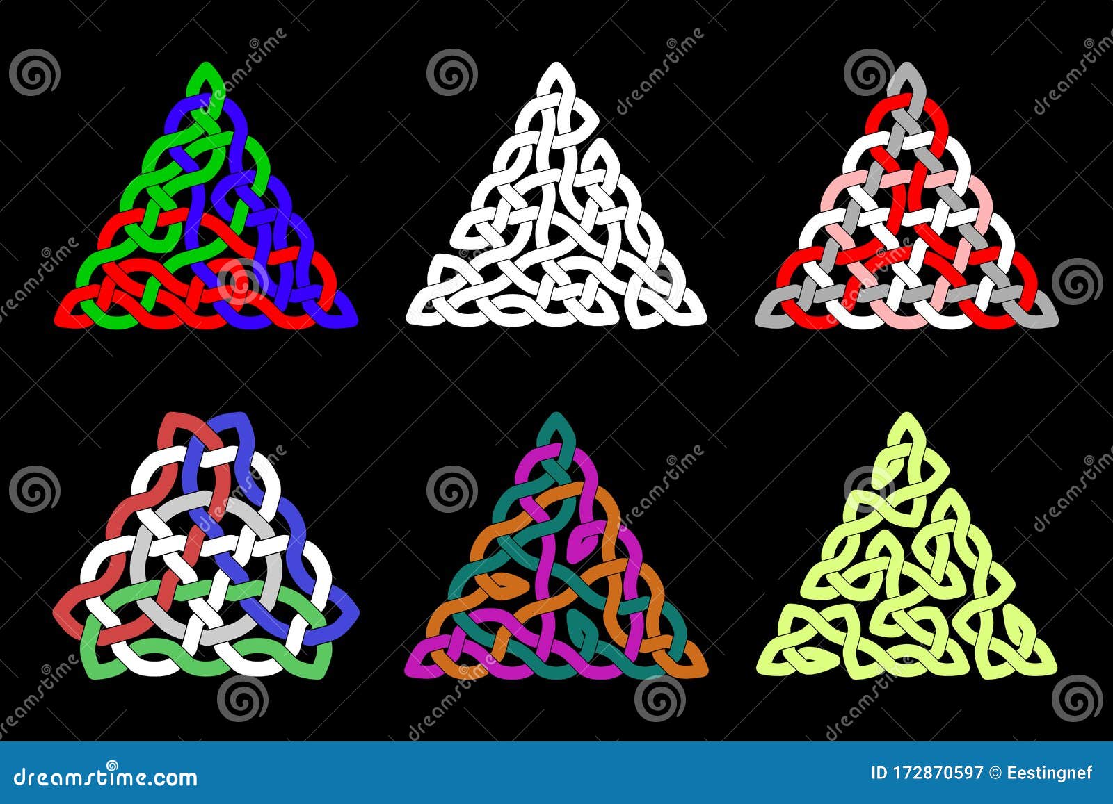 Celtic Knot Set. Triangular Ornament. Vector Illustration Stock Vector ...