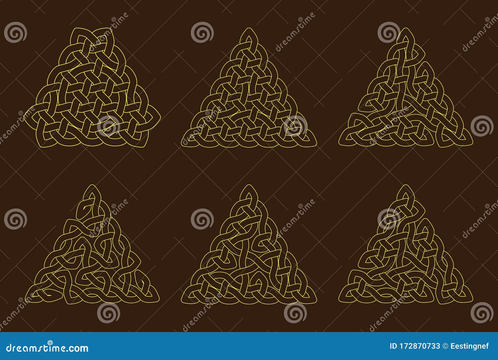 Celtic Knot Set. Triangular Ornament. Vector Outline Illustration Stock ...
