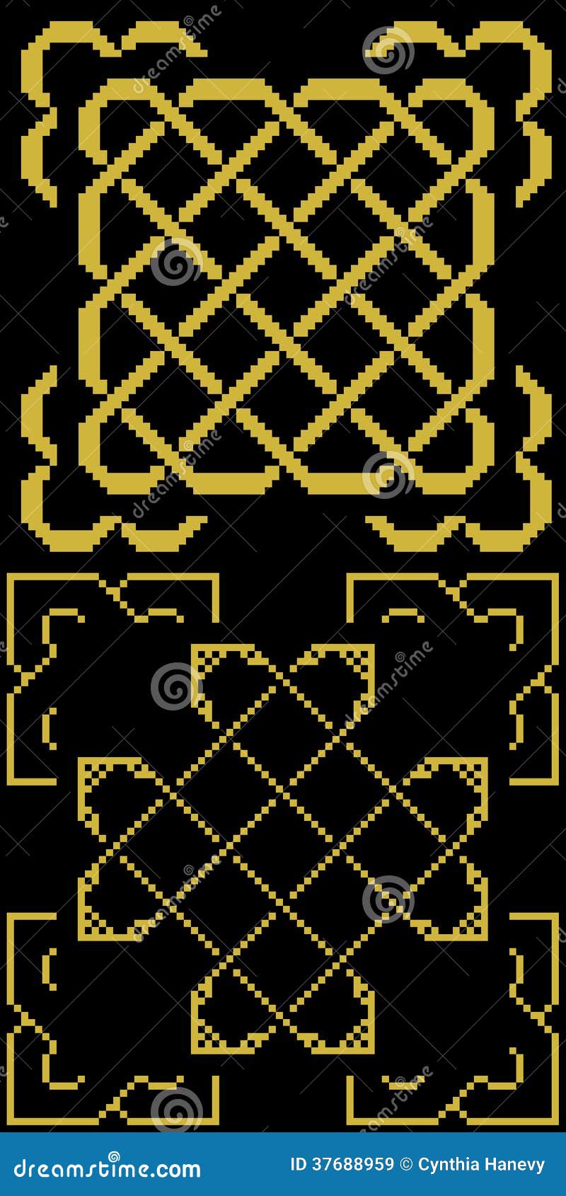 Celtic Knots With Borders Old Gold On Black Stock Image | CartoonDealer ...