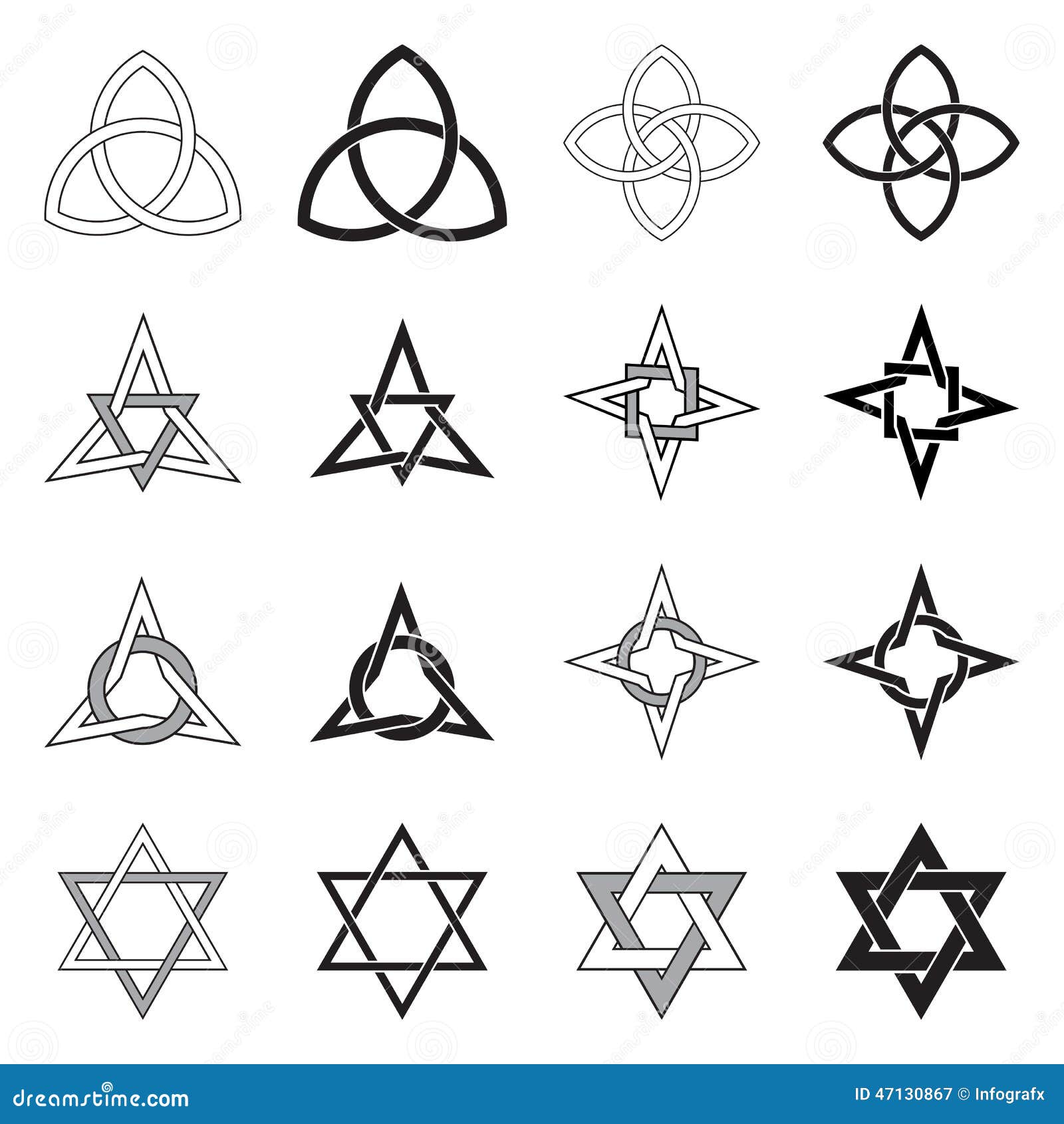 Celtic Knots Stars Patterns Set Stock Vector - Illustration of ...