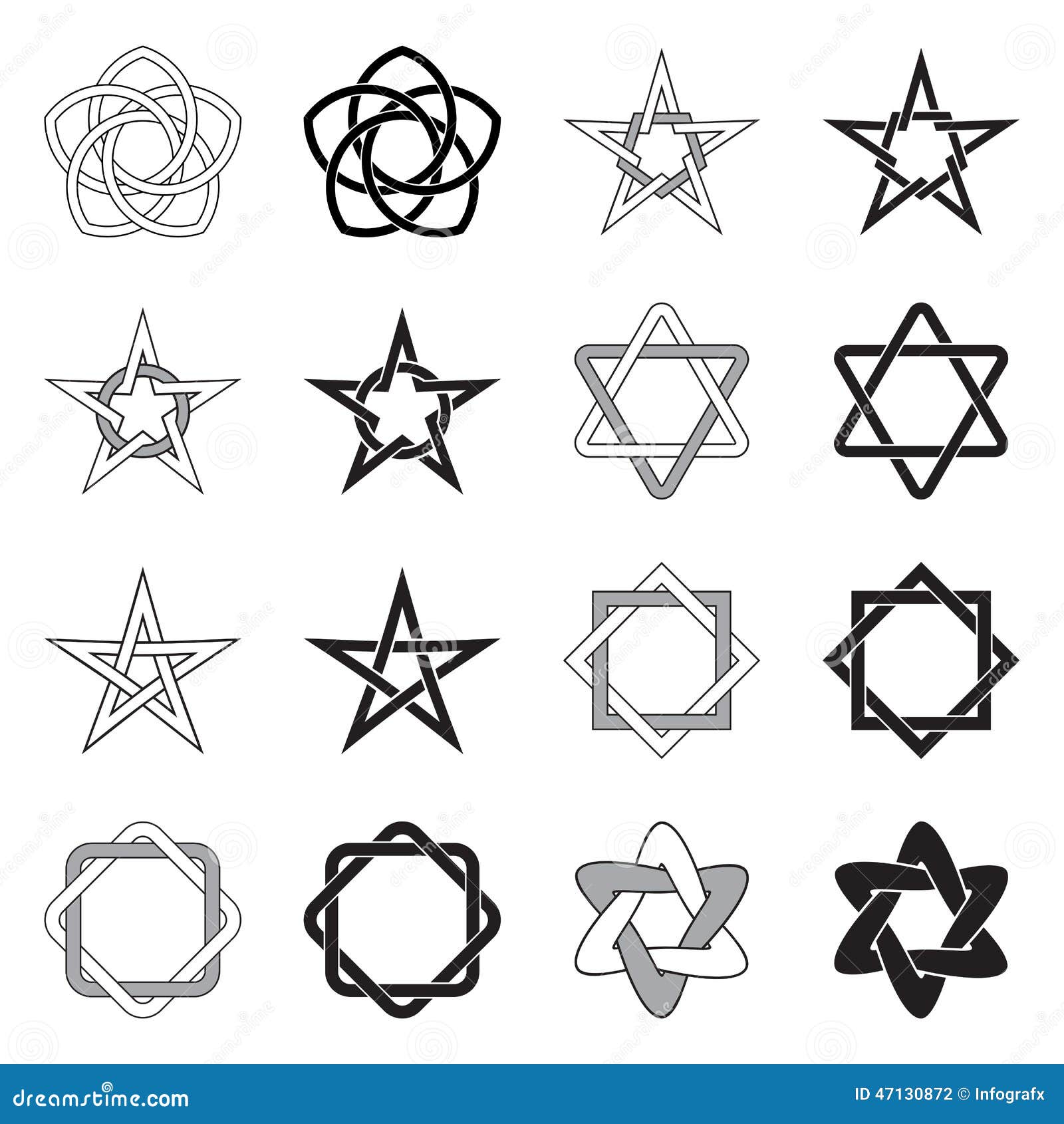 Celtic Knots Stars Patterns Set Stock Vector - Illustration of ...