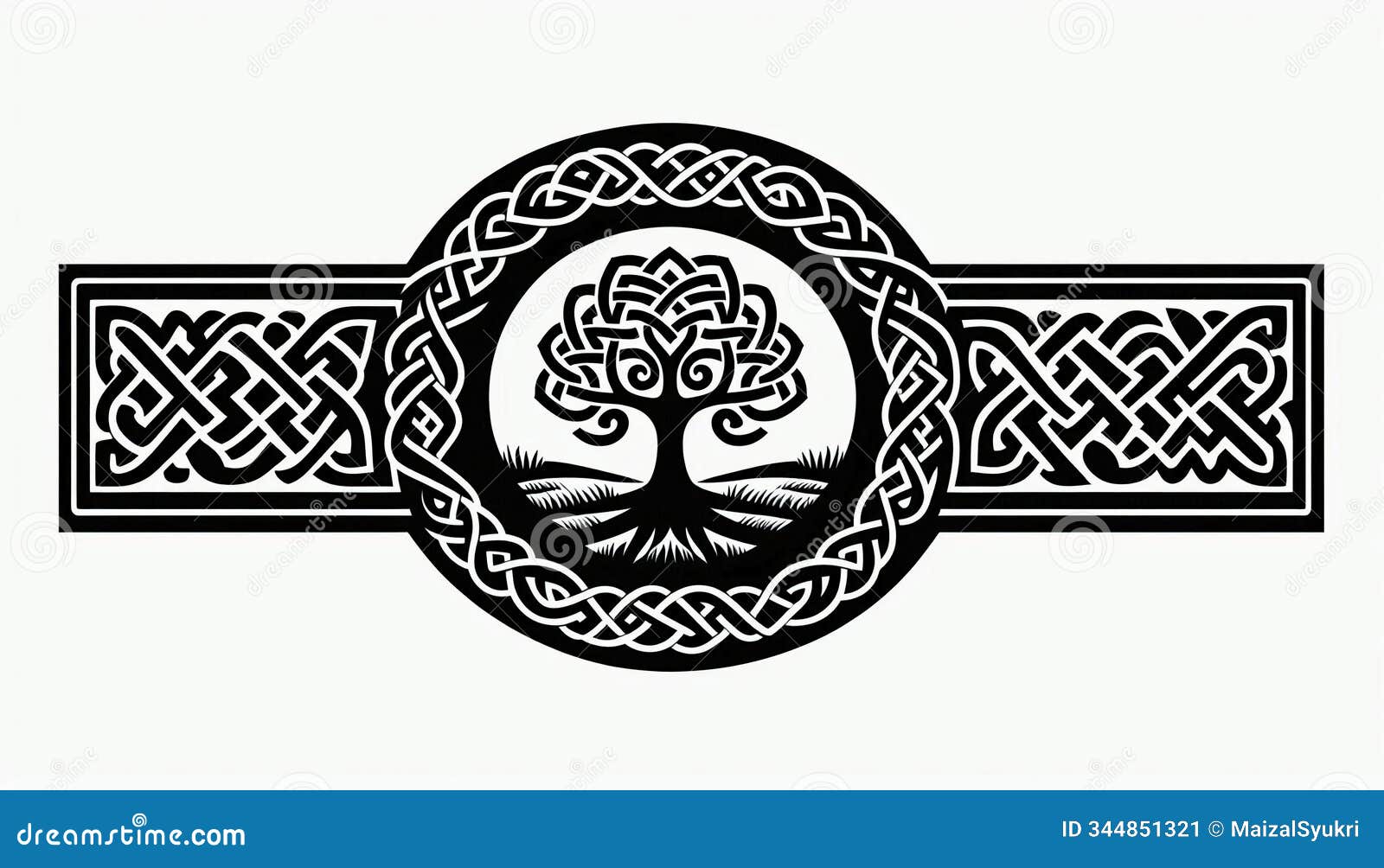 Celtic Knotwork and Tree of Life Border Silhouette Ornament Stock ...