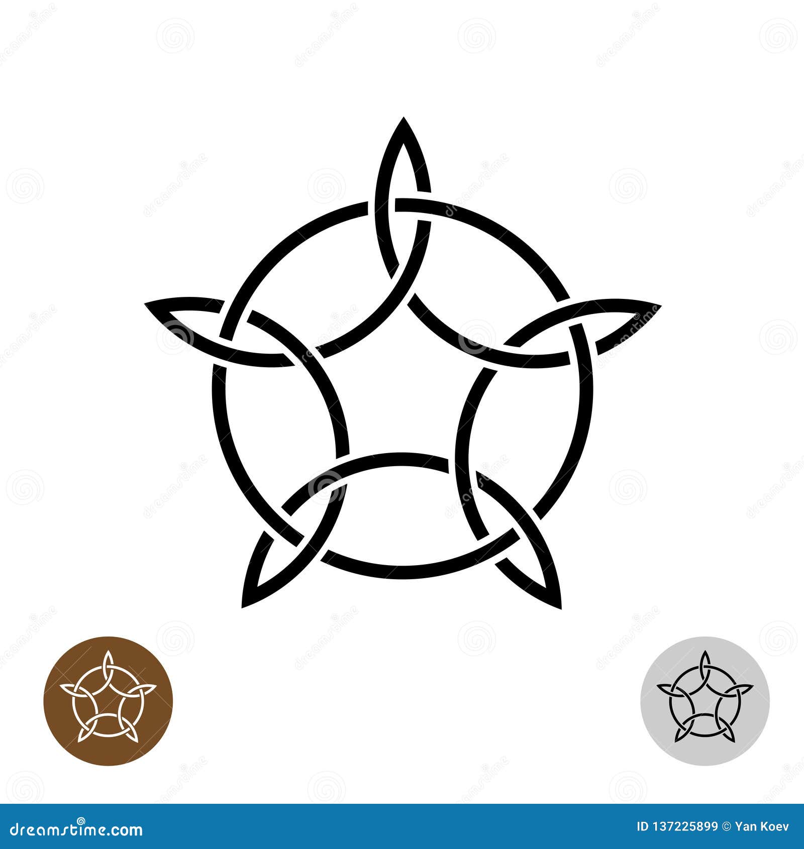 Celtic Like Style Linear Star with Circle Symbol Stock Vector ...