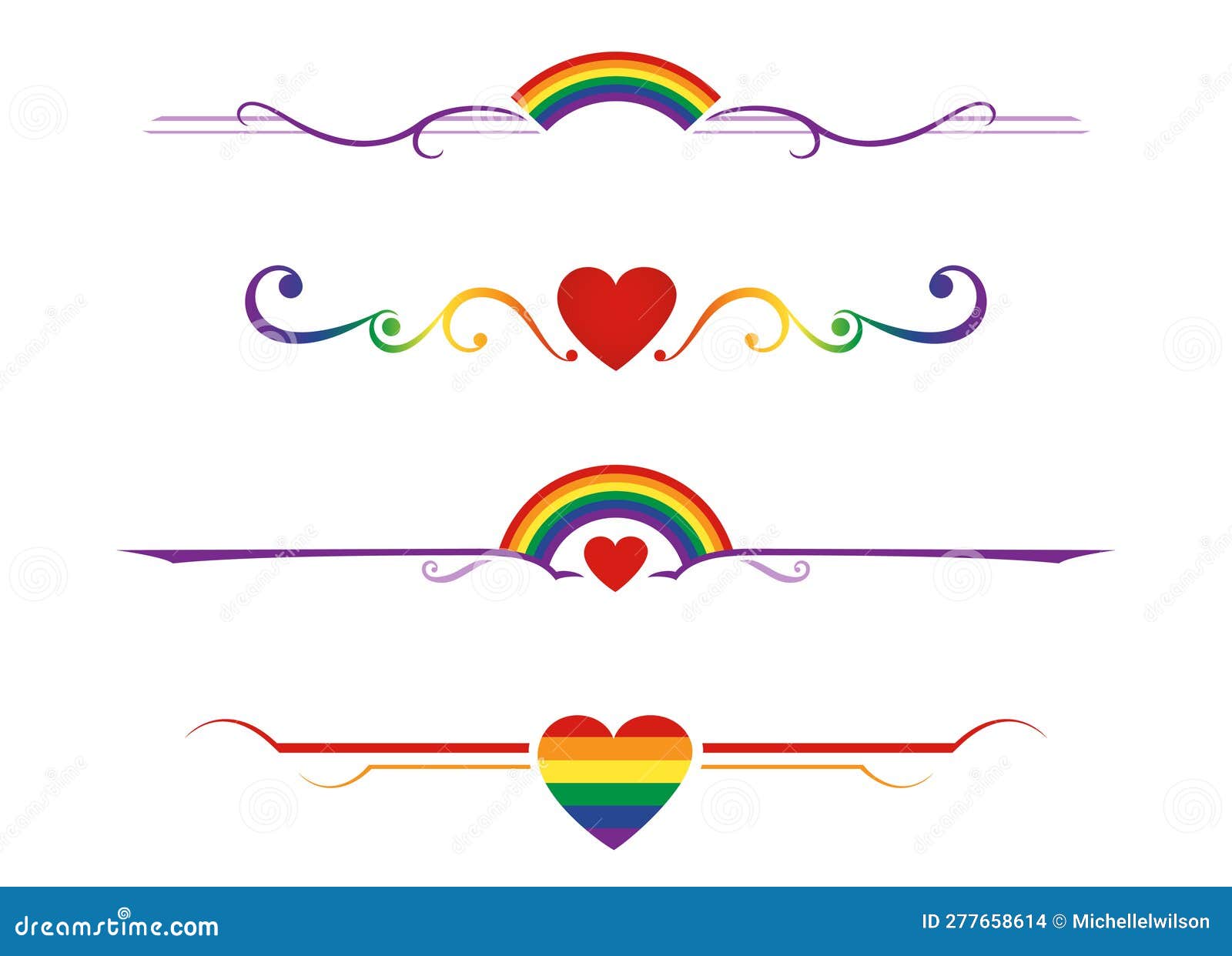 A Set of Rainbow Pride Month Dividers Stock Vector - Illustration of ...