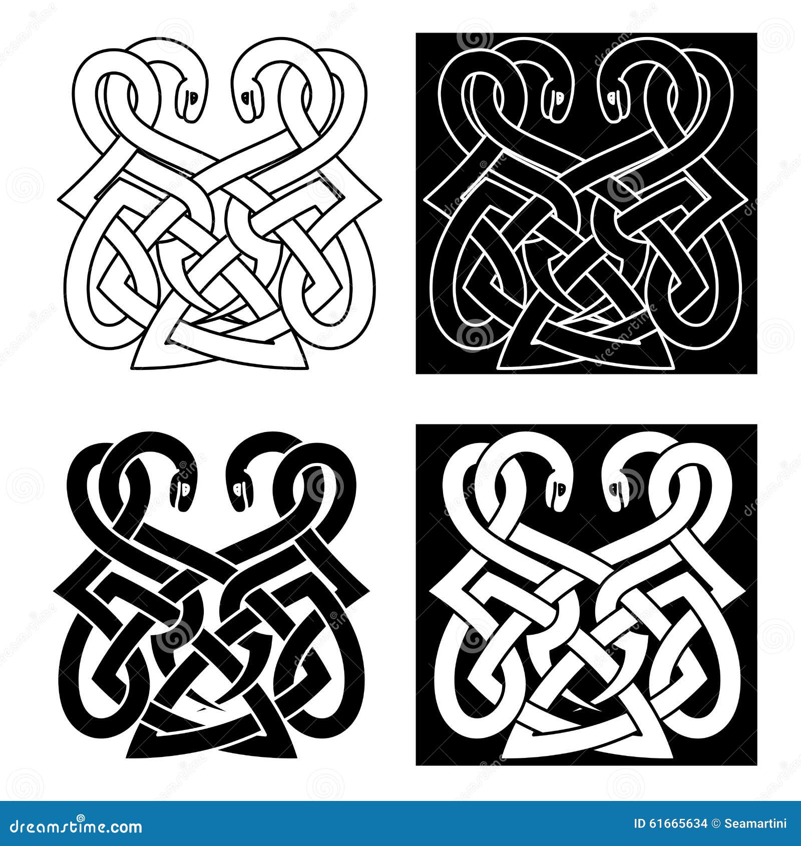 Celtic Ornament with Two Intertwined Snakes Stock Vector - Illustration ...