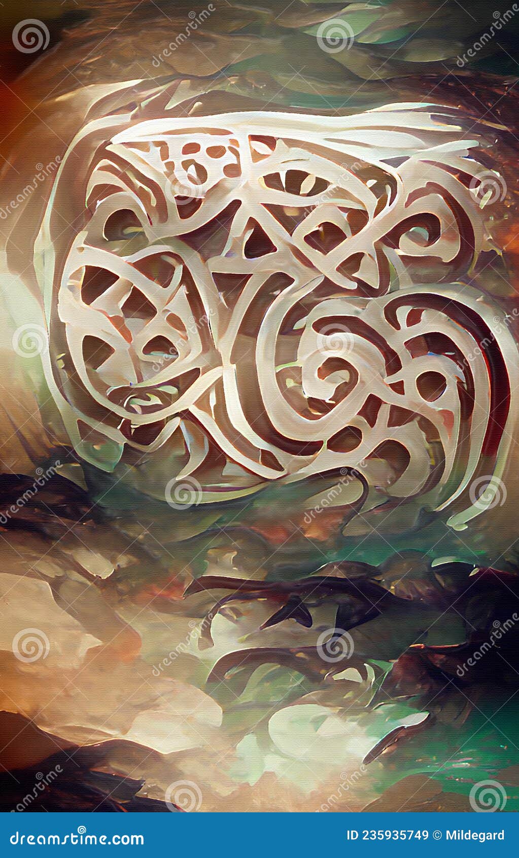Celtic Patterned Seal - Abstract Fantasy Art Stock Illustration ...