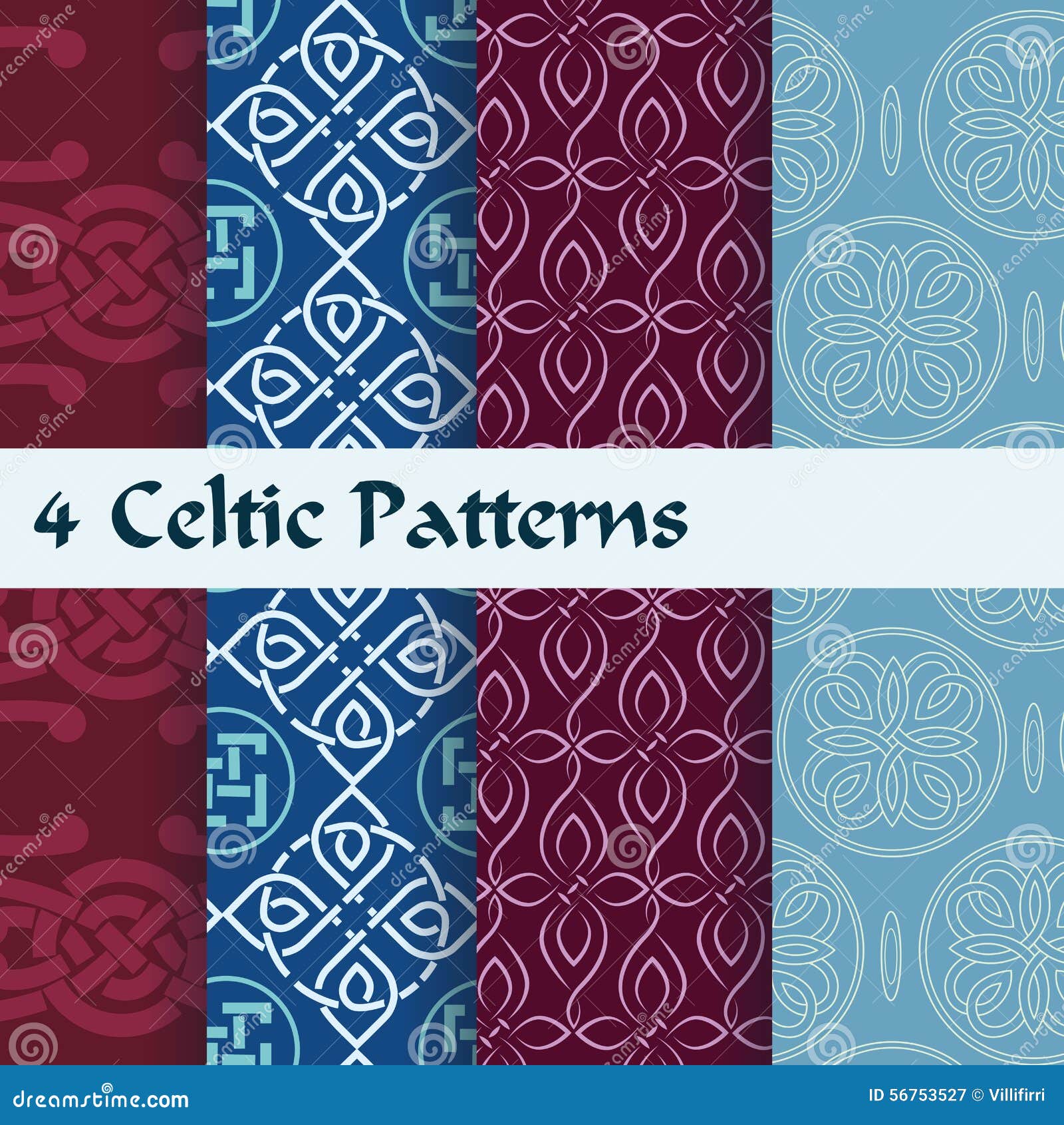 4 Celtic Patterns stock illustration. Illustration of design - 56753527