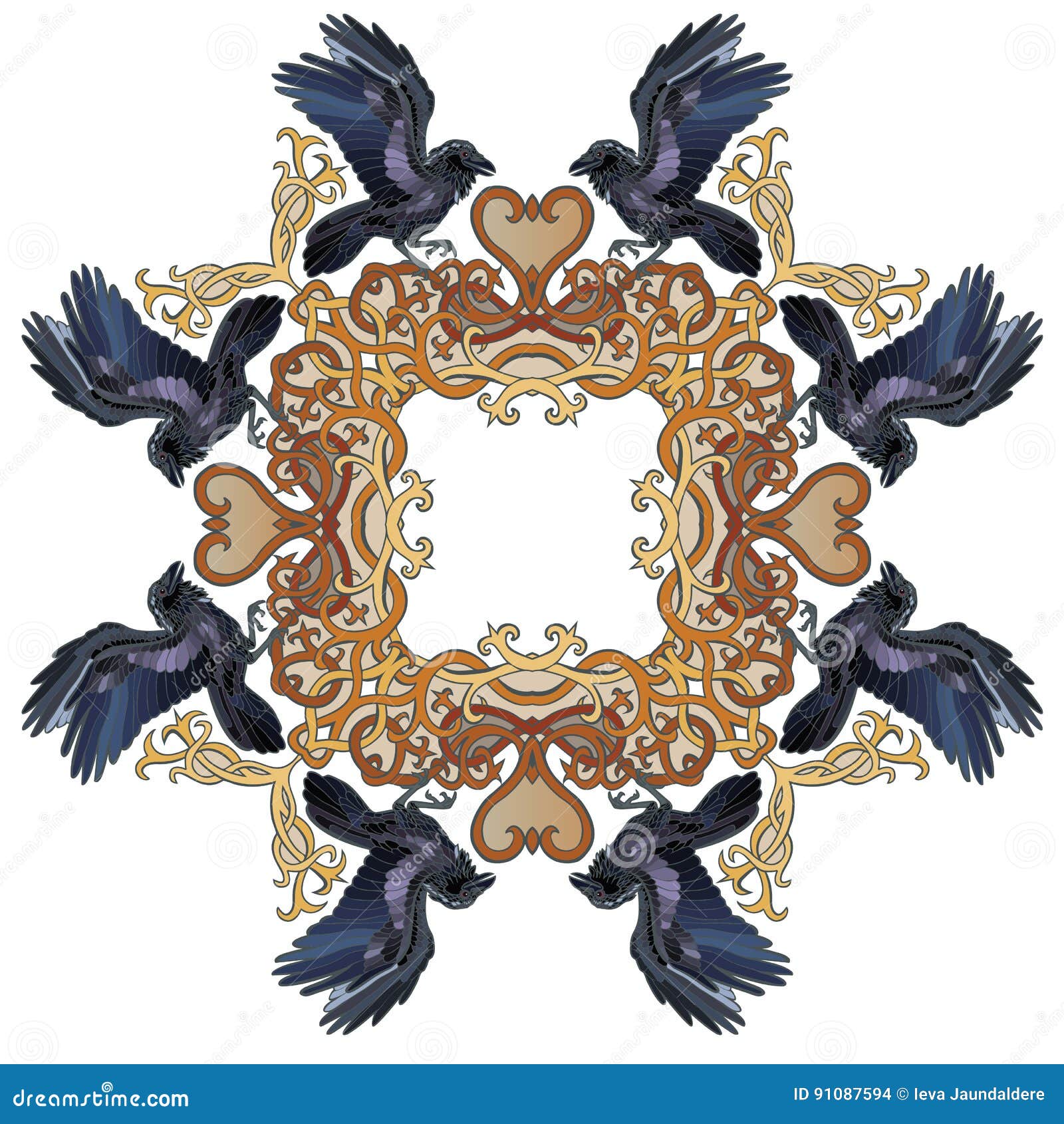 Celtic Raven Frame Ornament Stock Vector - Illustration of marriage ...
