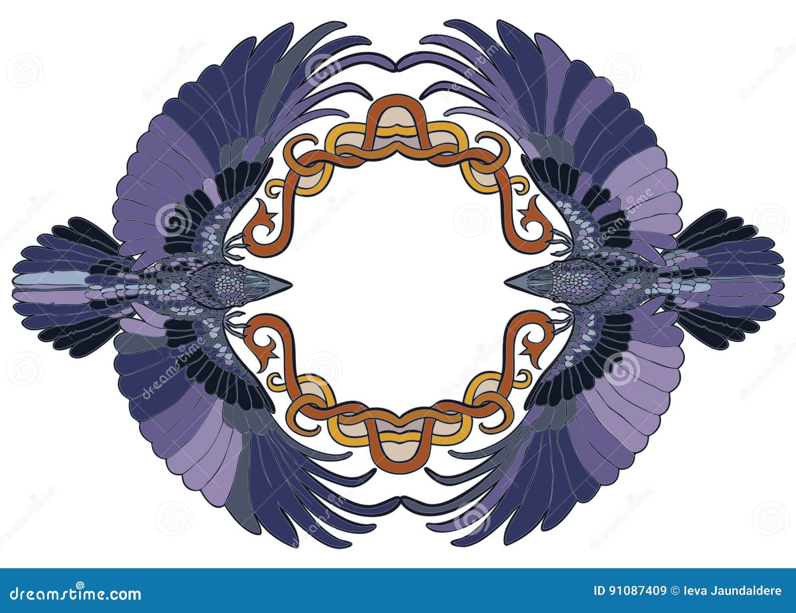 Celtic Ravens Pair in Love Frame Stock Vector - Illustration of element ...