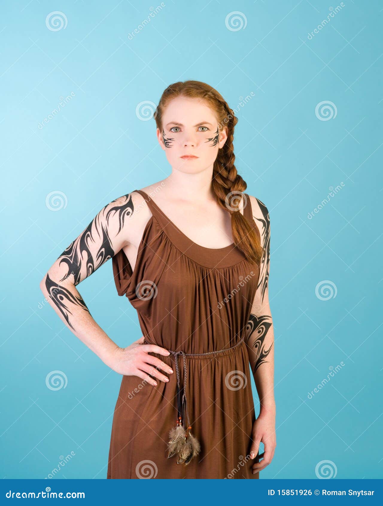 Celtic redhead beauty stock photo. Image of female, pattern - 15851926