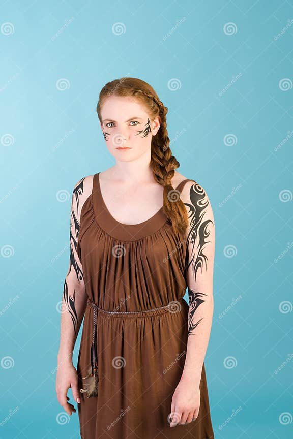 Celtic redhead beauty stock image. Image of hand, folk - 16427375