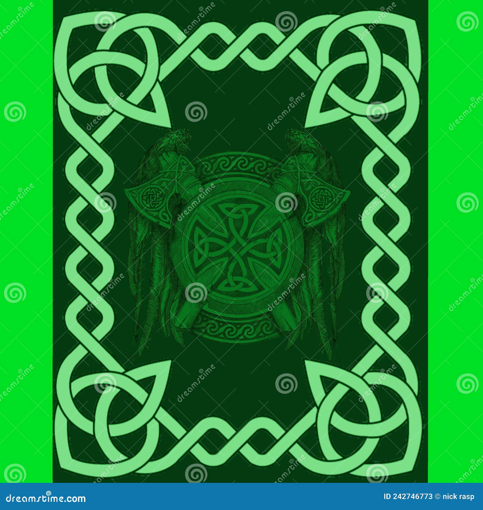 Celtic shield an axe stock illustration. Illustration of celtic - 242746773