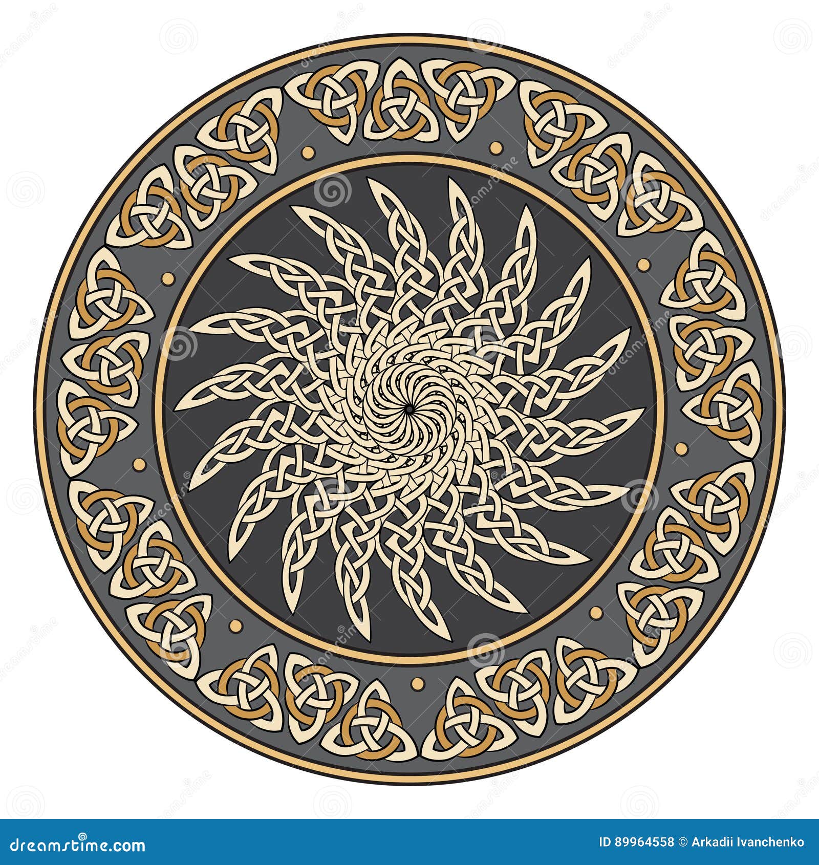 Celtic Shield With Gold And Swords. Vector Illustration | CartoonDealer ...