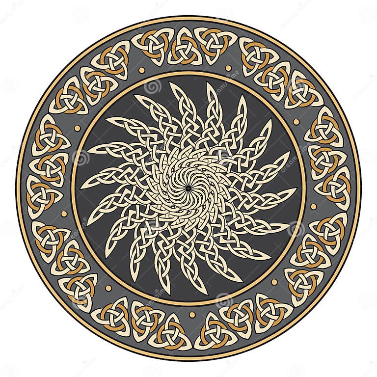 Celtic Shield, Decorated with a Ancient European Solar Pattern Stock ...