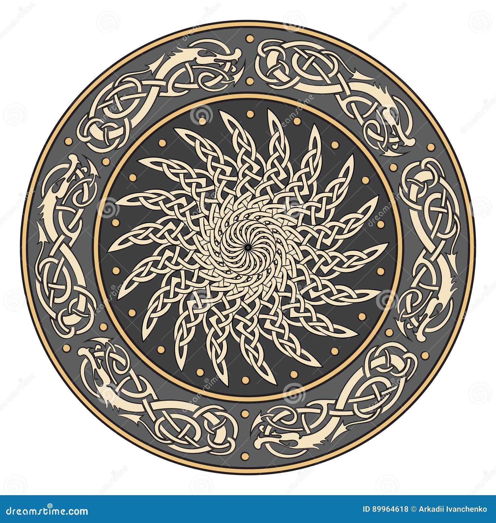 Celtic Shield With Gold And Swords. Vector Illustration | CartoonDealer ...
