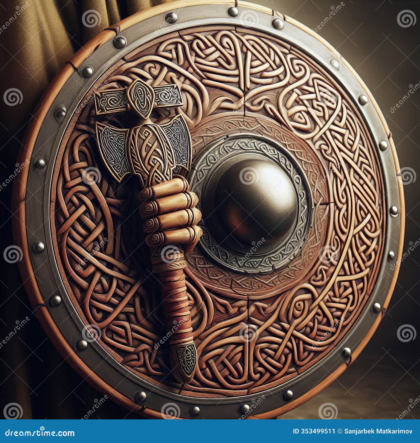 Celtic Shield Grip Detailed Grip of a Celtic Shield with Pattern Stock ...