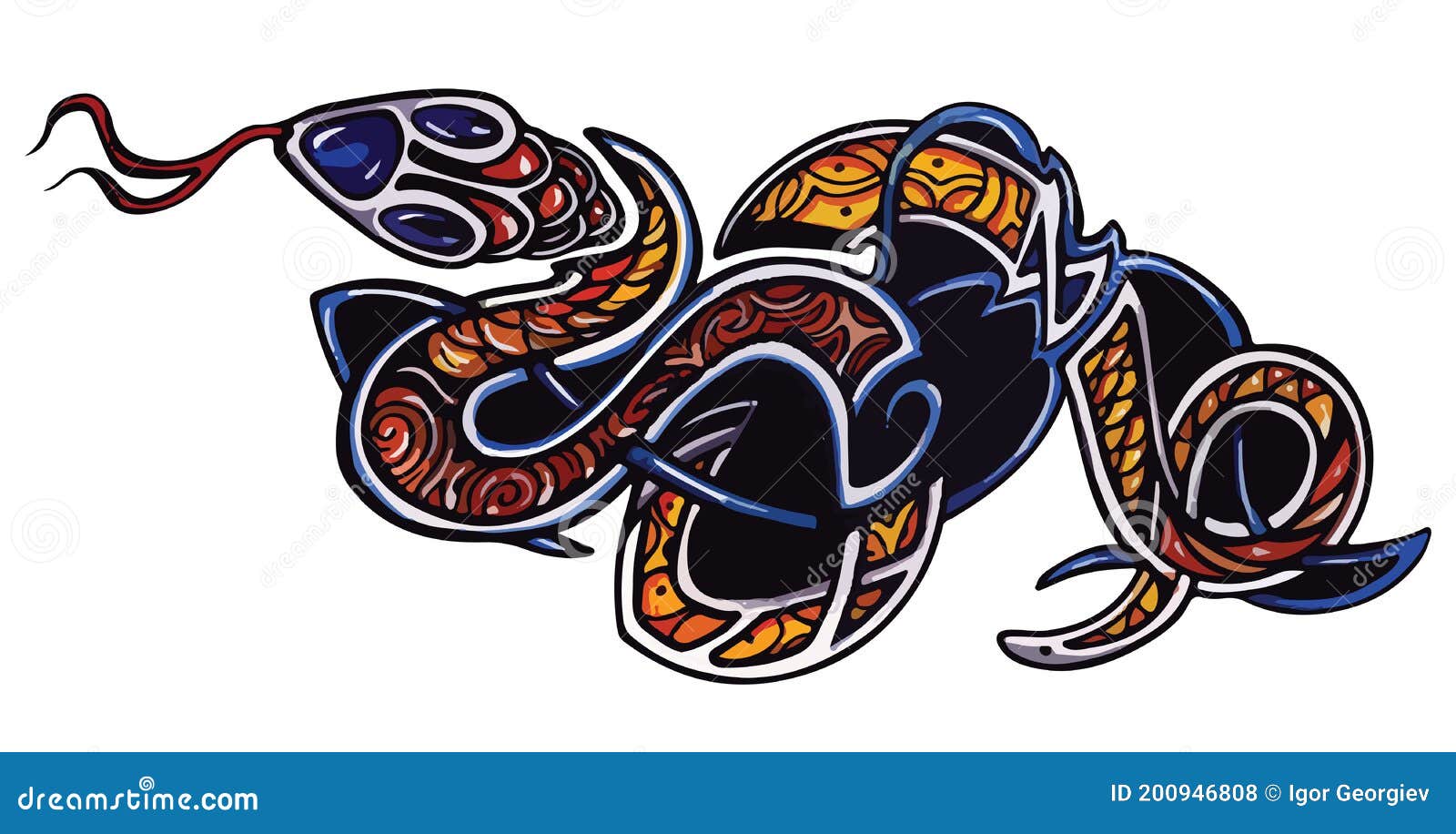 Celtic Snake Tattoo. Set of Labels and Elements. Vector Set ...