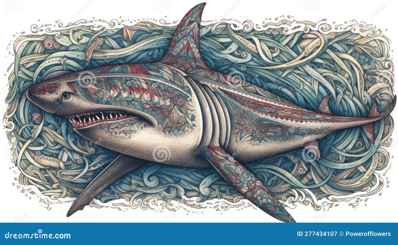 Celtic-style Shark Created with Generative AI Technology Stock ...