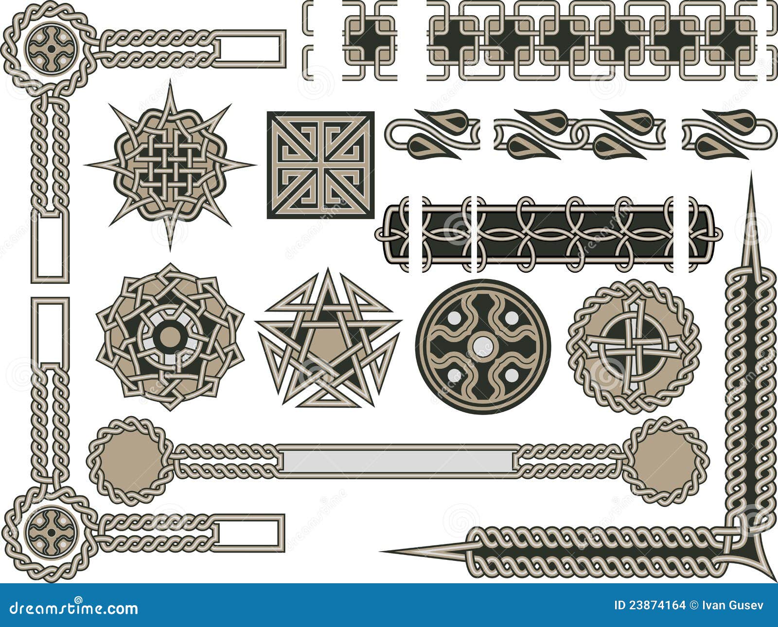 Celtic Traditional Elements Stock Vector - Illustration of frame, star ...