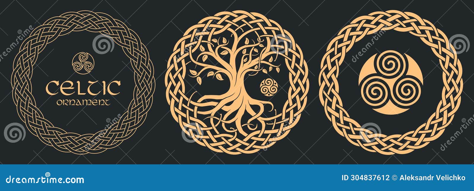 Celtic Tree of Life, Tribal Print, Braided Knots. Stock Illustration ...