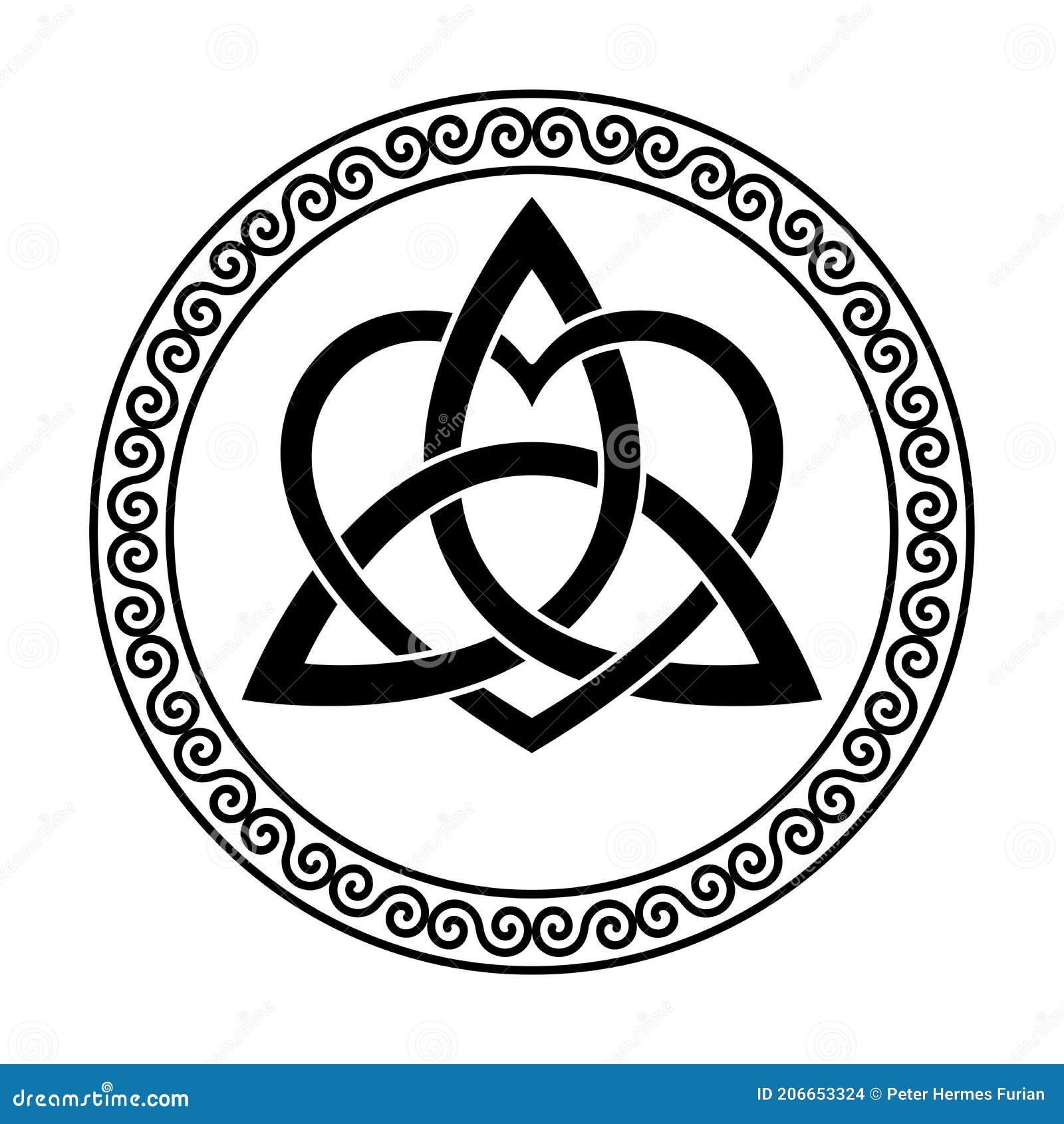 Triquetra With Heart Made Of Metal Wires. Trinity Love Symbol. Vector ...