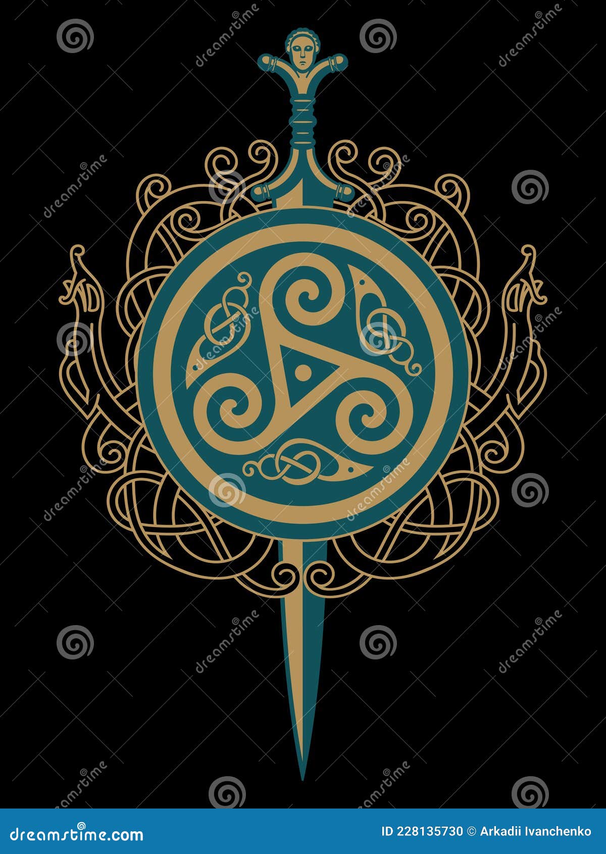 Celtic, Viking Design. Ancient Celtic Sword and Celtic Scandinavian ...