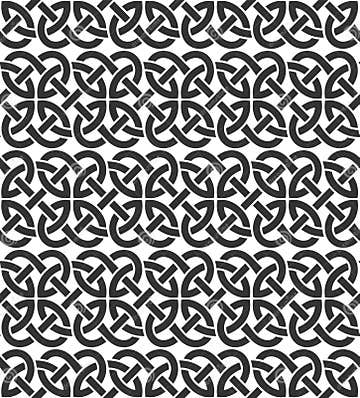 Celtic Weaving Interlaced Black Lines Seamless Pattern Stock Vector ...